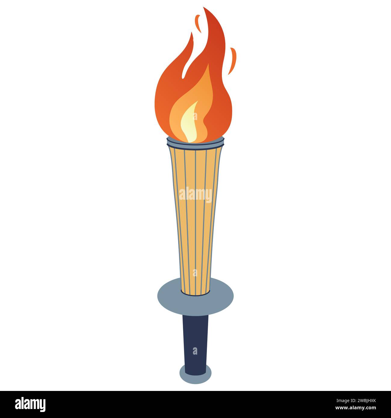 Torch with burning fire in flat design. Vector illustration Stock ...