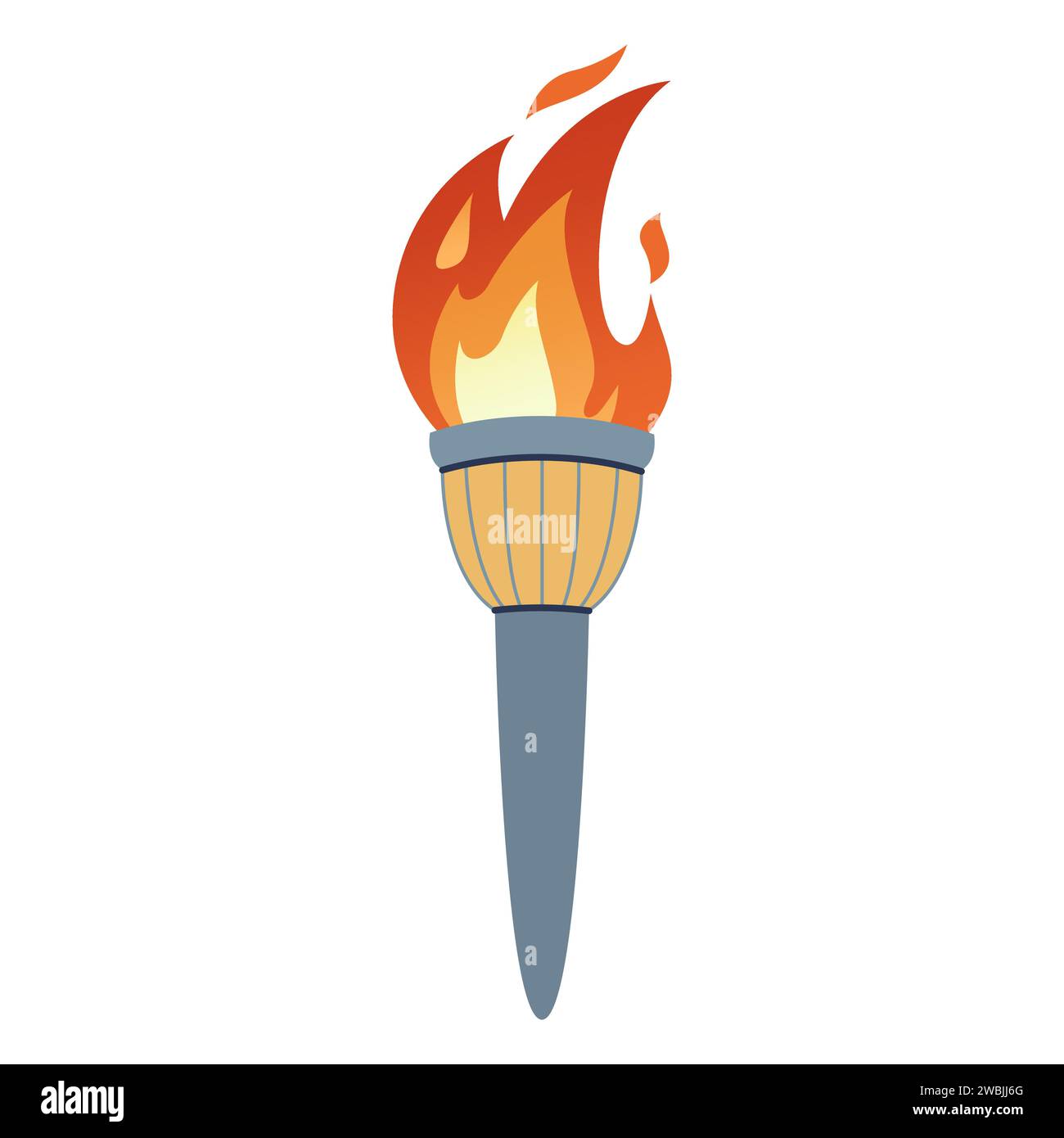 Torch with burning fire in flat design. Vector illustration Stock ...