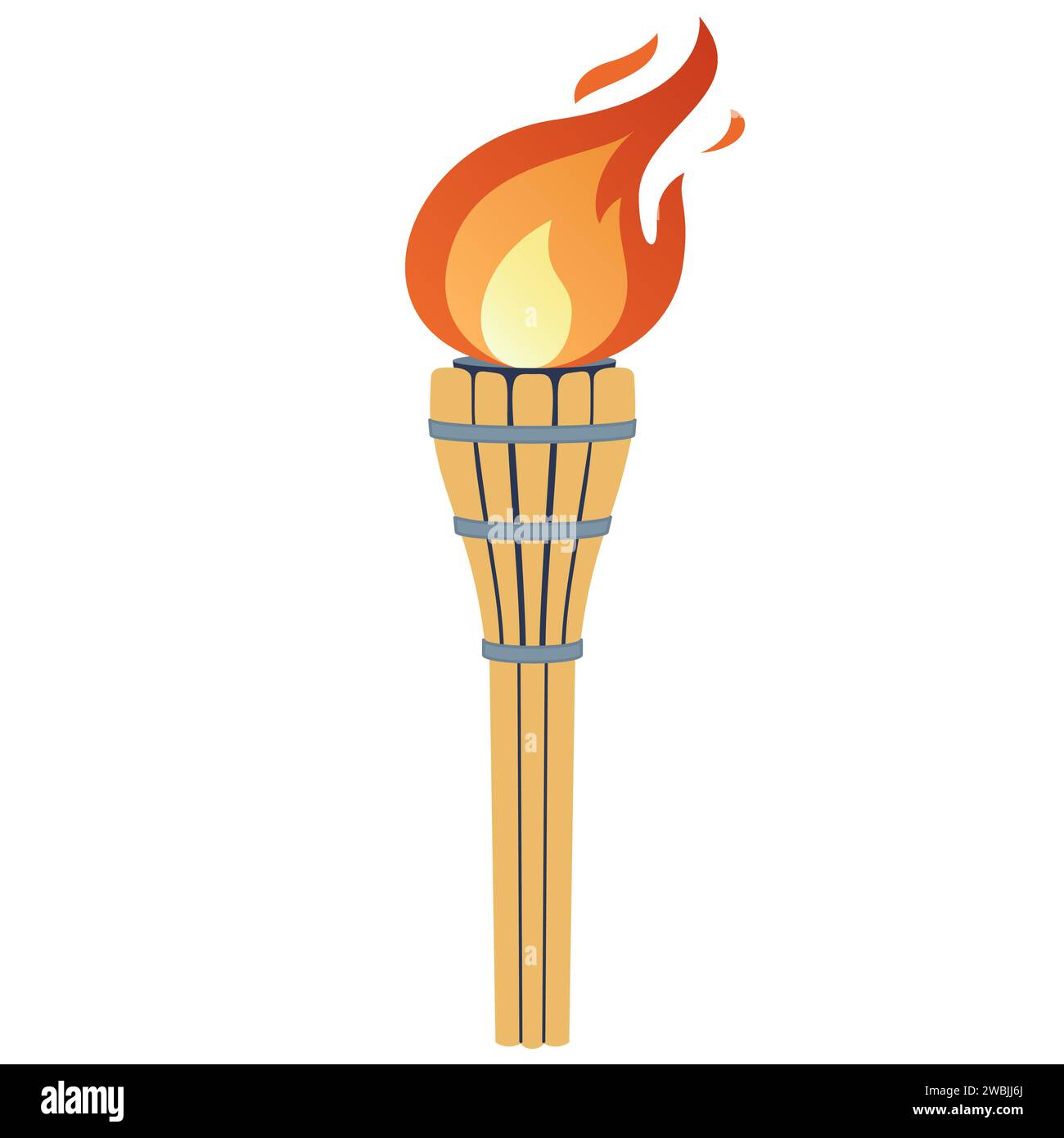 Torch with burning fire in flat design. Vector illustration Stock ...