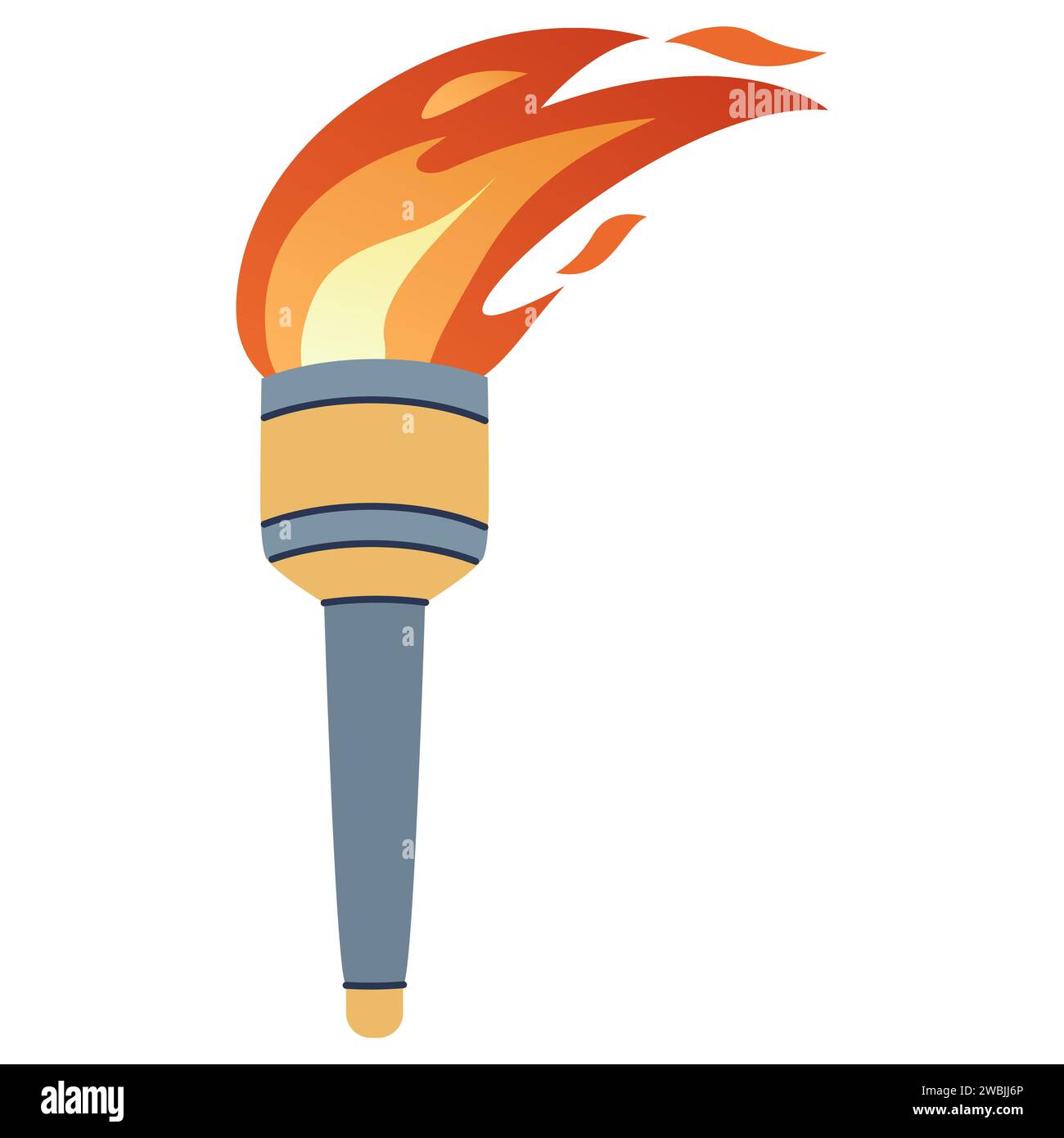 Torch with burning fire in flat design. Vector illustration Stock ...