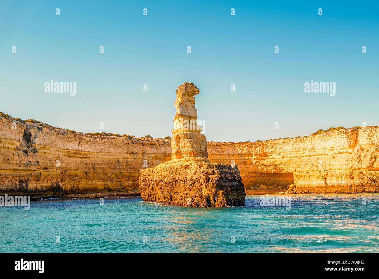 Beautiful limestone Algarve coast with caves and rock formation ...