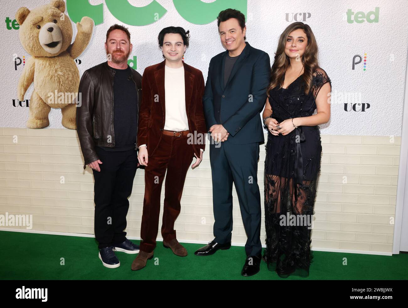Los Angeles, Ca. 10th Jan, 2024. Scott Grimes, Max Burkholder, Seth MacFarlane, Giorgia Whigham ...