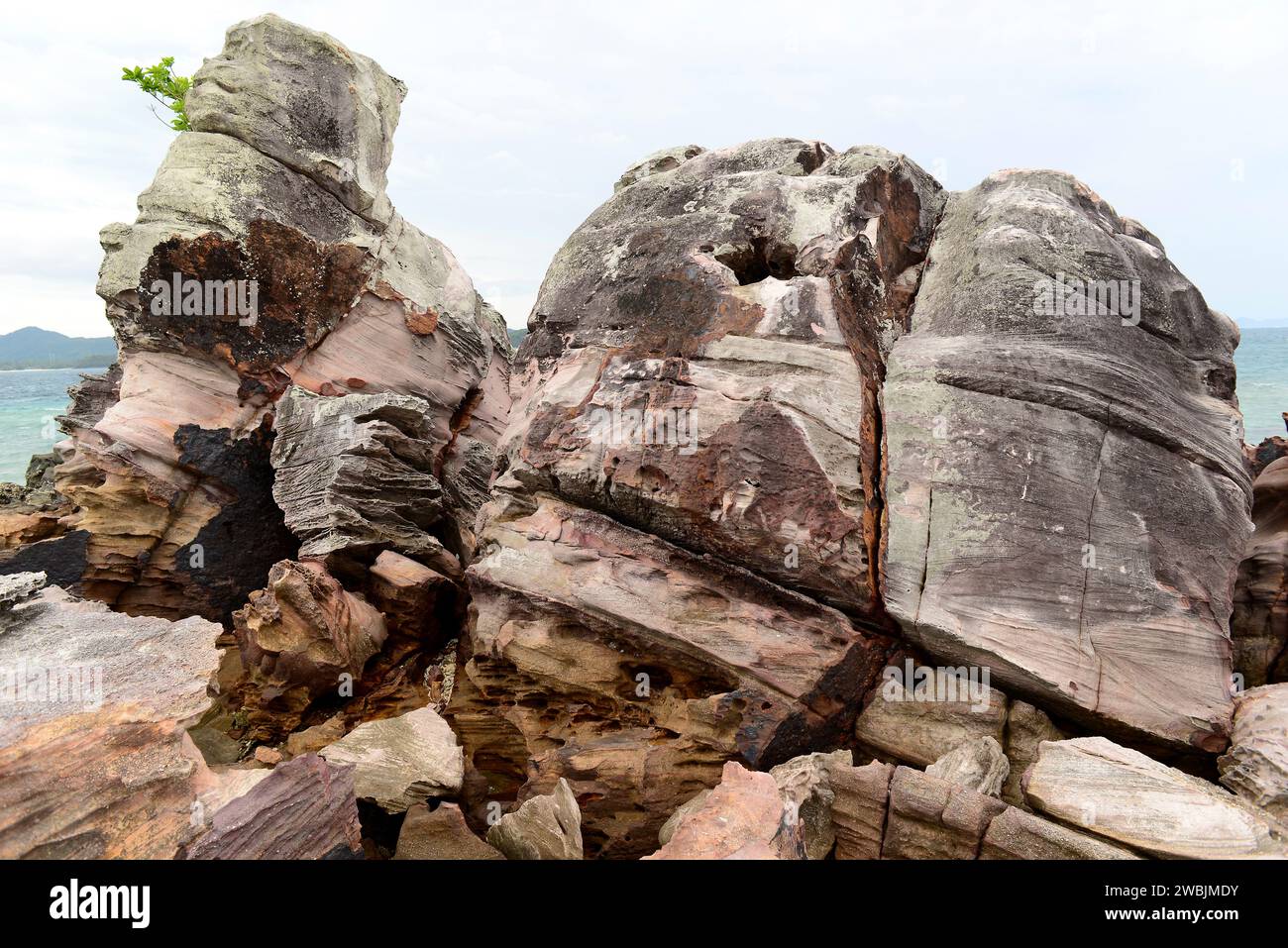 Eroded sandstone rock. Koh Khai Nai island, Phuket, Thailand Stock ...