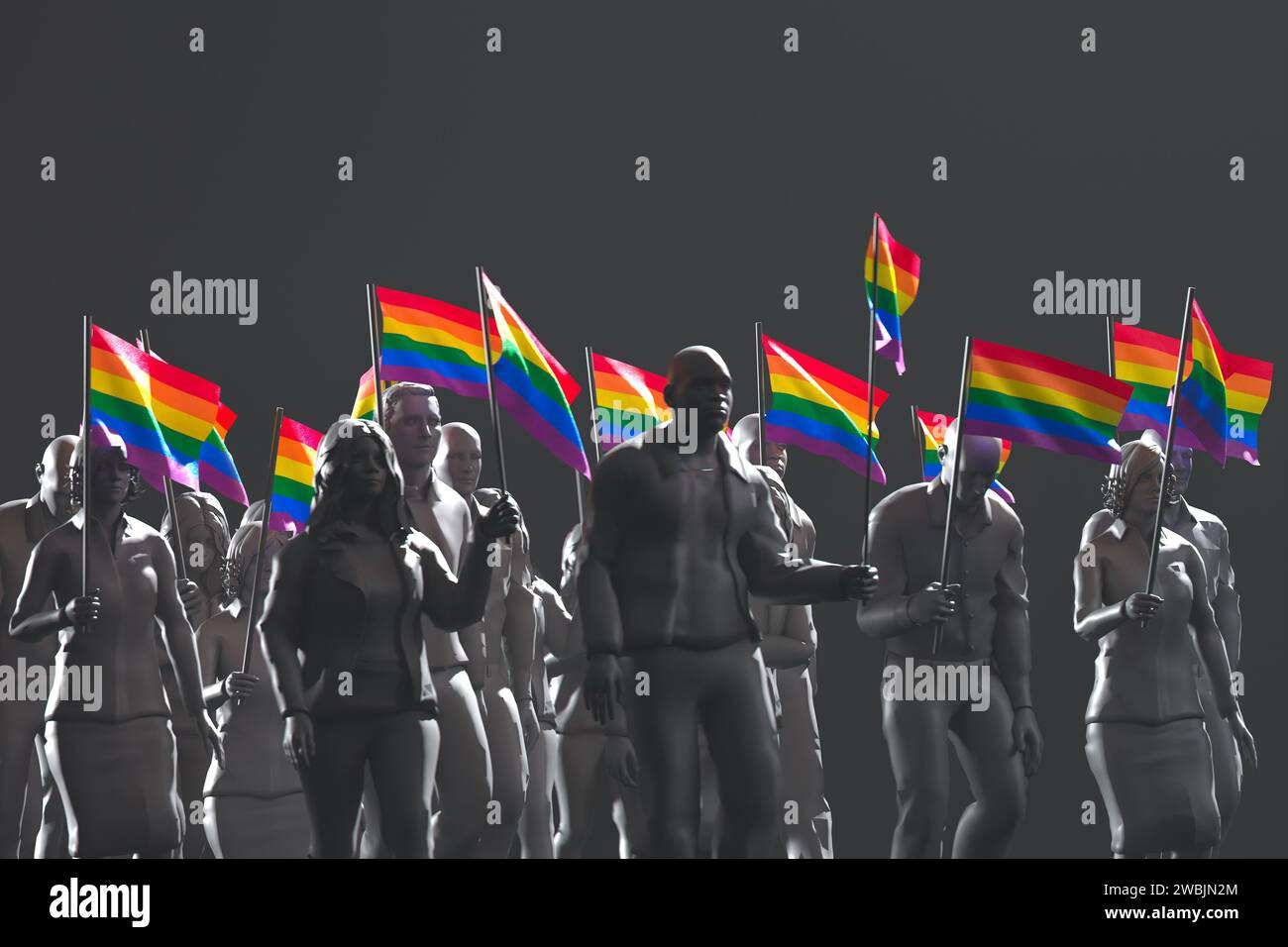 A vibrant sea of individuals from various backgrounds marching in unity ...