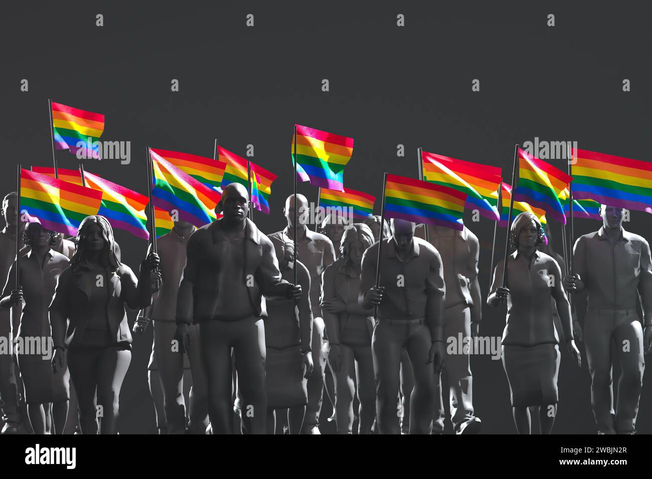 A jubilant scene unfolds as a diverse crowd marches in the LGBTQ pride ...