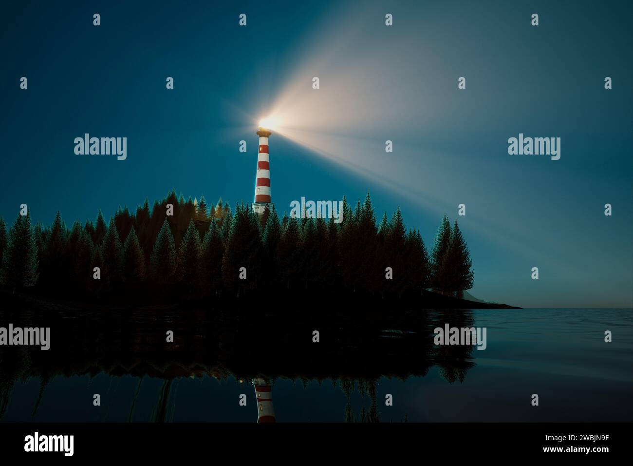 Captivating view of a lighthouse at twilight, its powerful beam ...