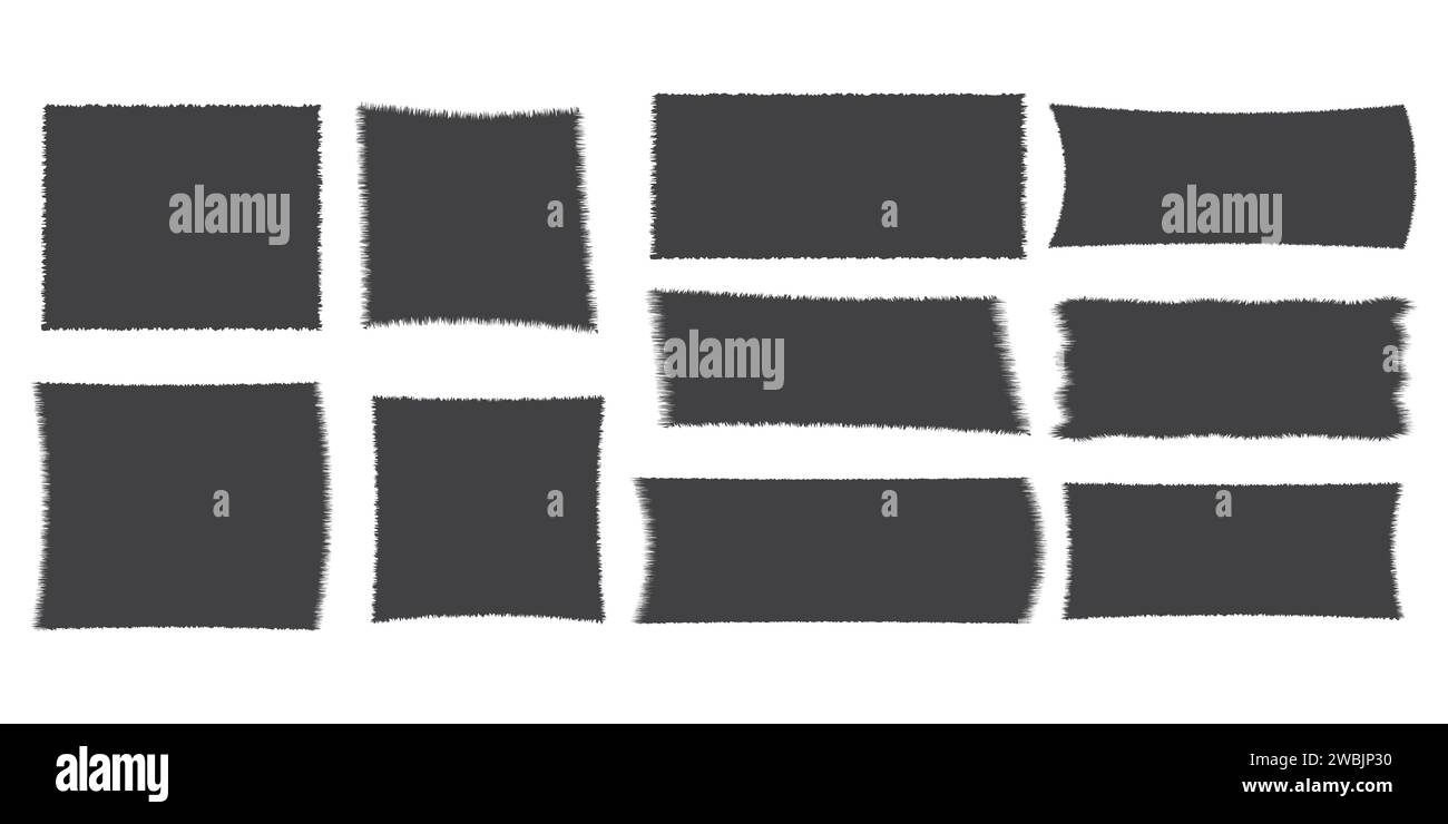 Set jagged rectangle torn paper border, frame sharp silshouette ...