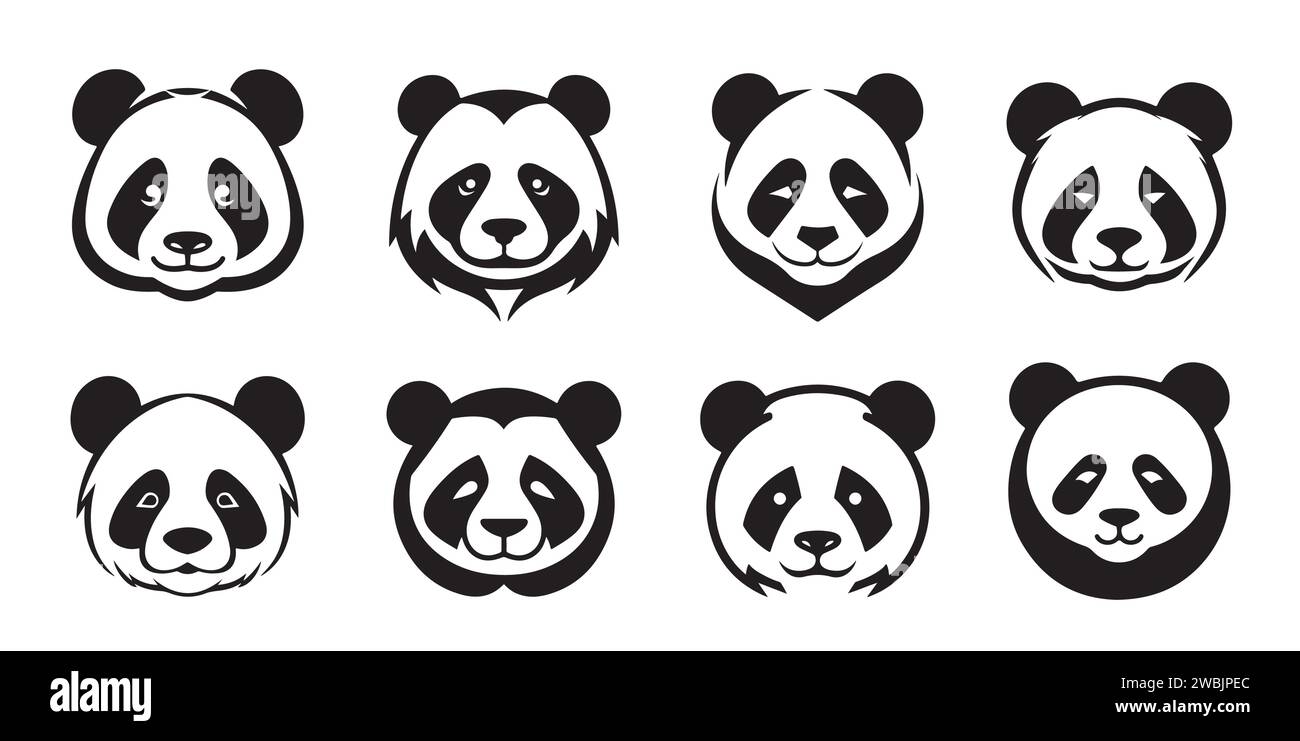 Panda icon, Panda Logo abstract design vector template Negative space ...