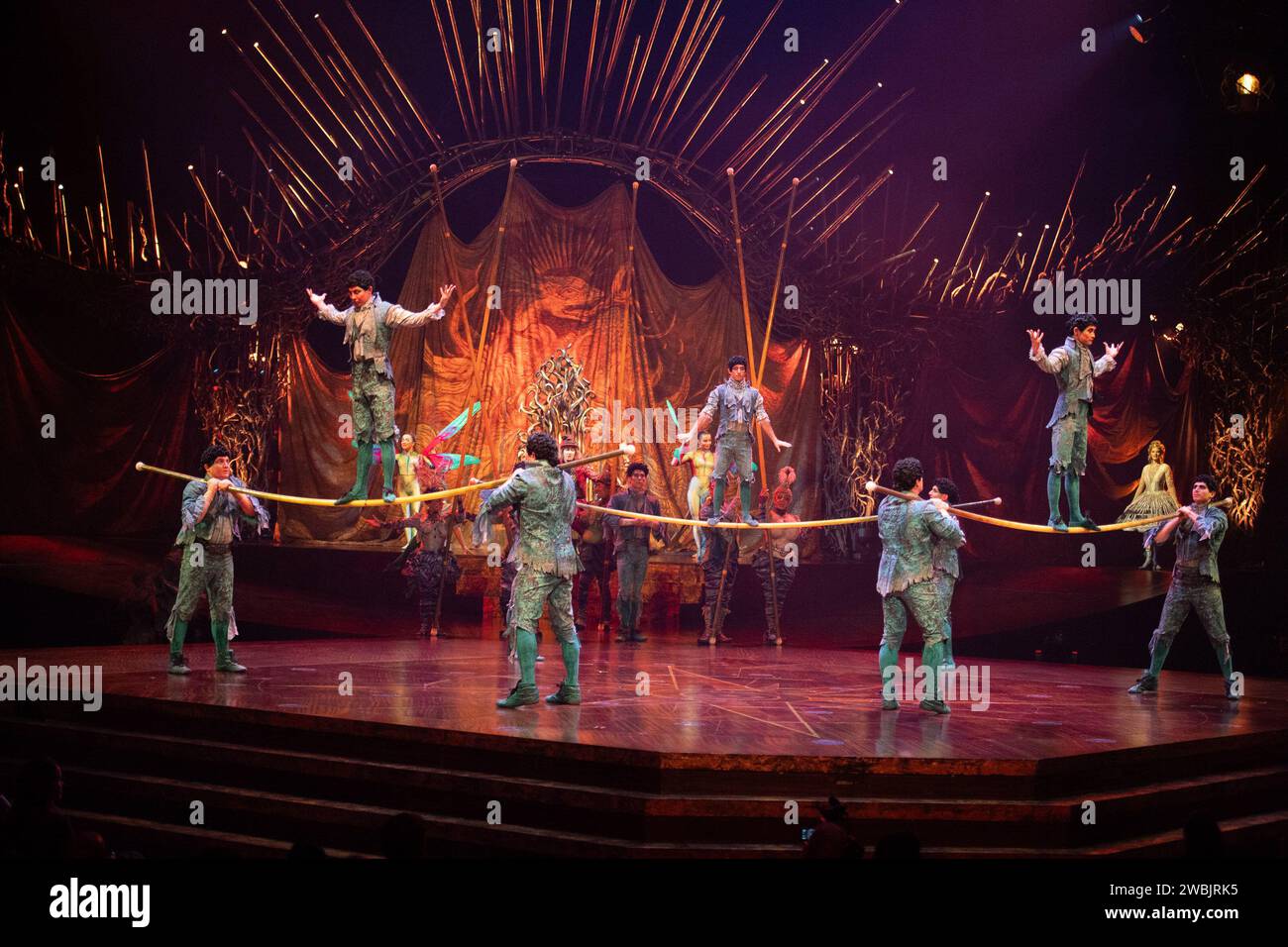London, UK. 10 Jan, 2024. Pictured: Acrobats perform on the 'Acro Pole ...