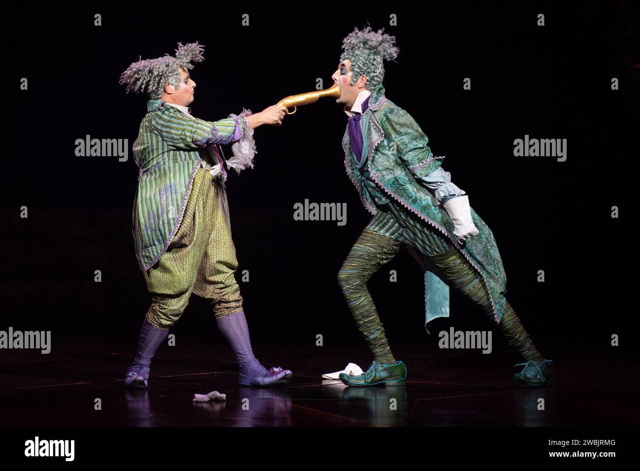 London, UK. 10 Jan, 2024. Pictured: Clowns Pablo Gomis Lopez (L), Pablo ...