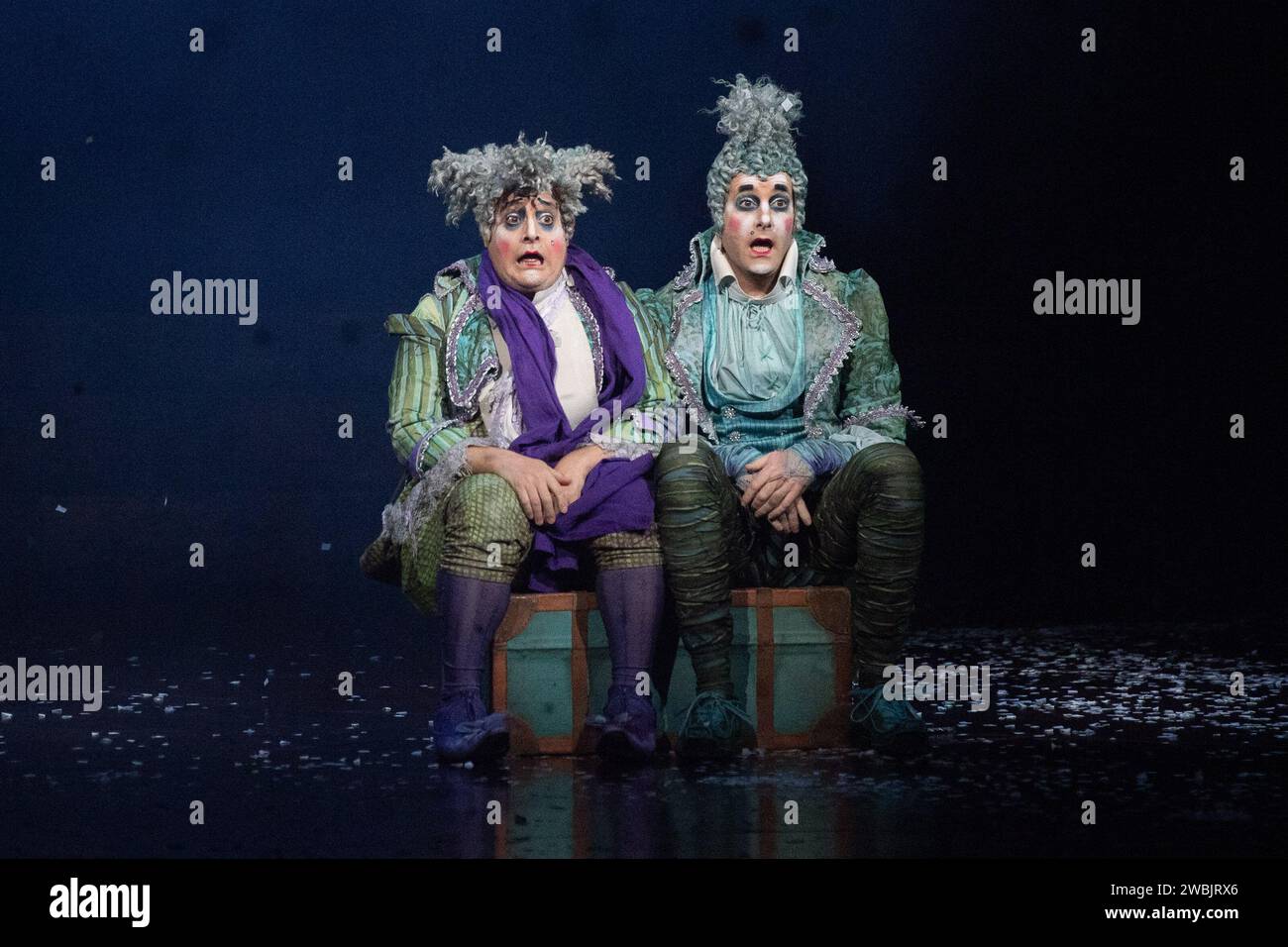 London, UK. 10 Jan, 2024. Pictured: Clowns Pablo Gomis Lopez (L), Pablo ...