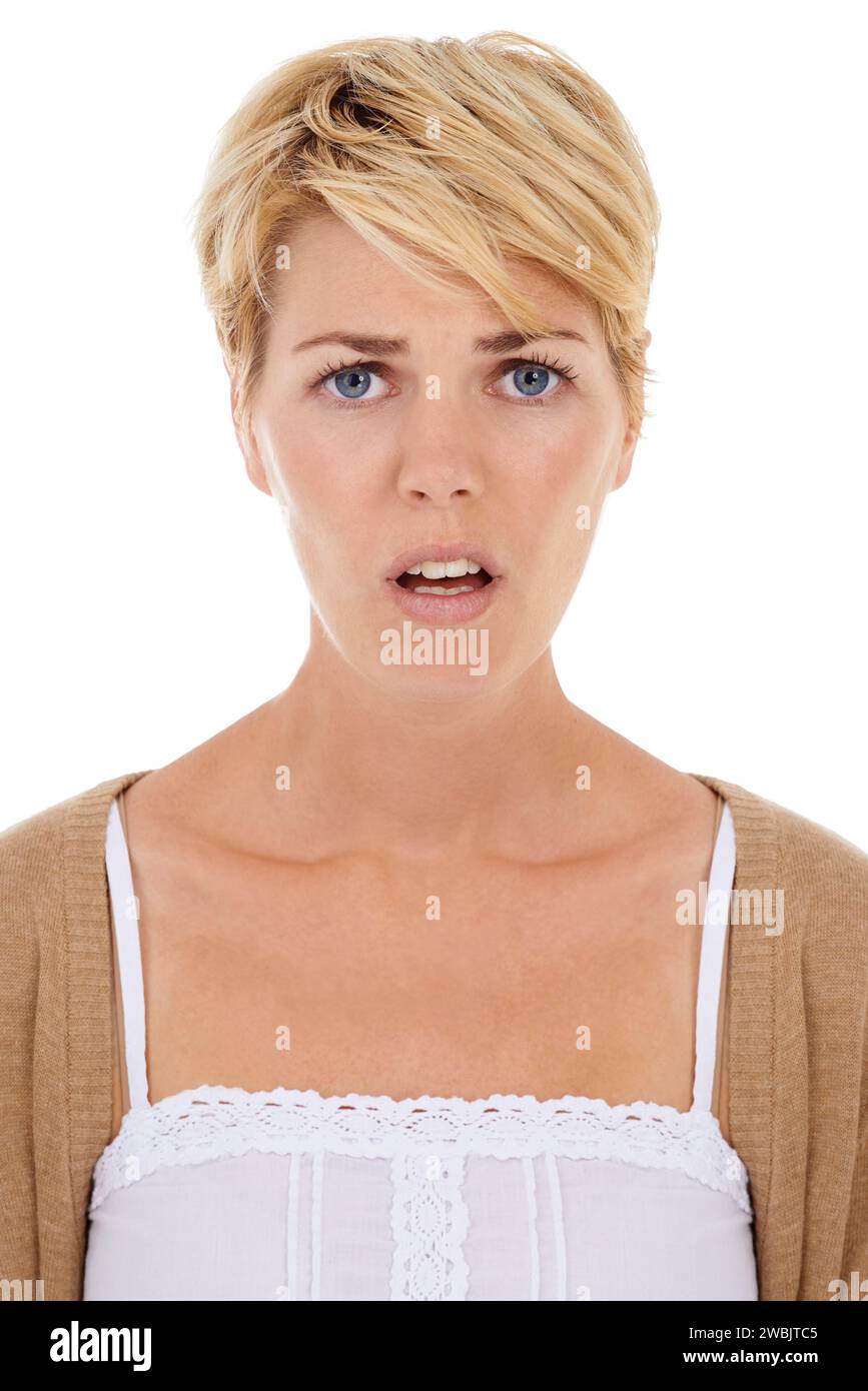Portrait shocked concerned woman hi-res stock photography and images ...