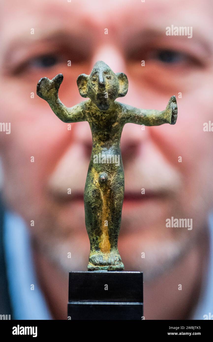 London, UK. 11th Jan, 2024. ‘Dancing Satyr' an Etruscan bronze figure ...