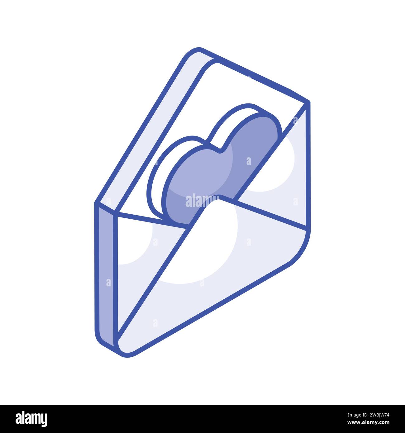Heart symbol inside letter envelope concept isometric icon of love ...