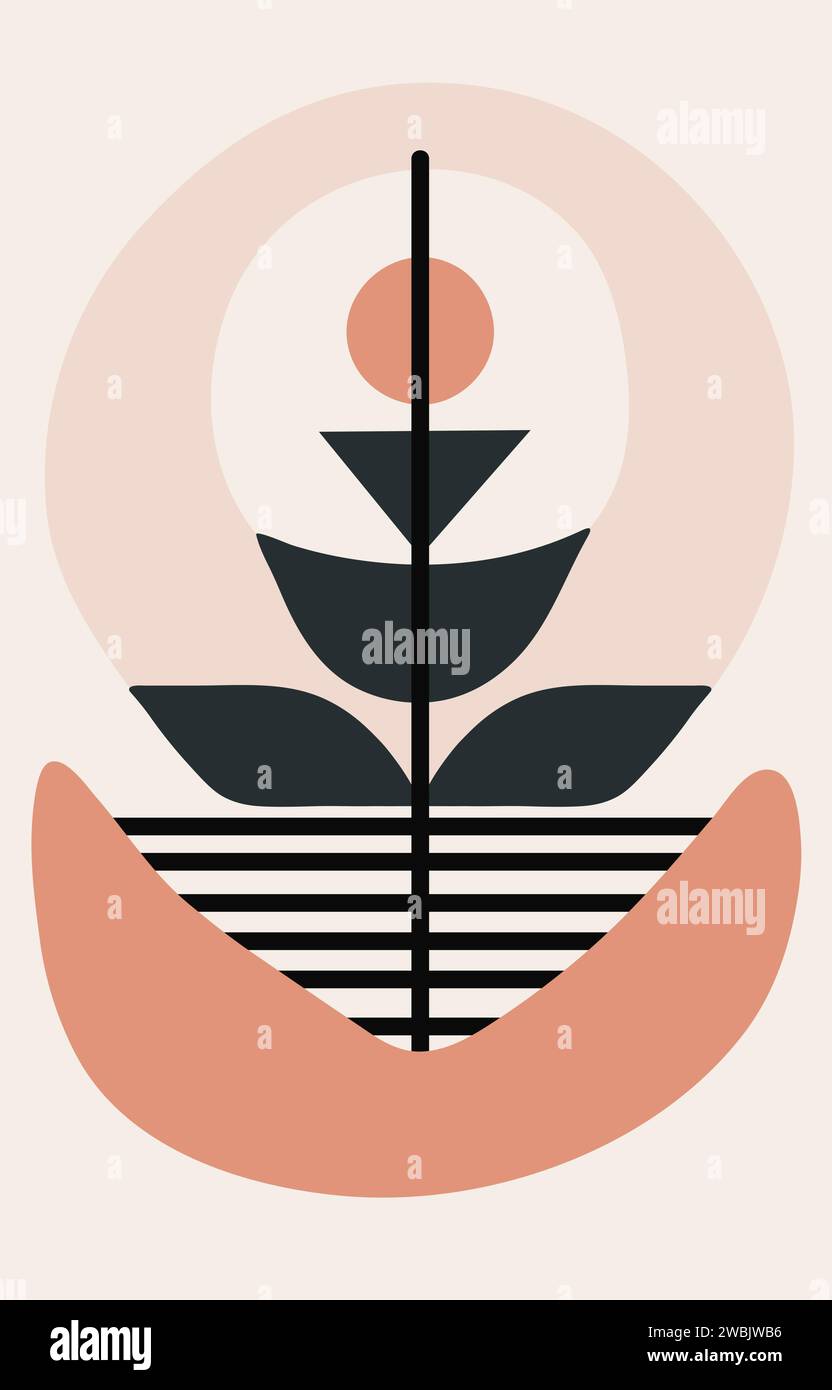 Abstract hand drawn posters in boho style. Contemporary nature ...