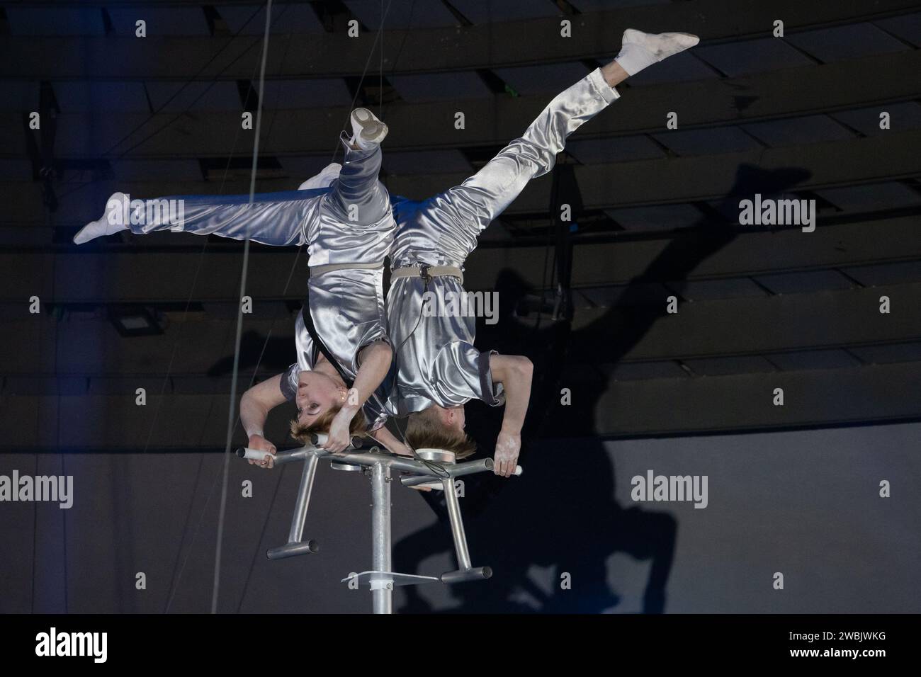 Budapest, Hungary. 10th Jan, 2024. Russian acrobats perform during the ...