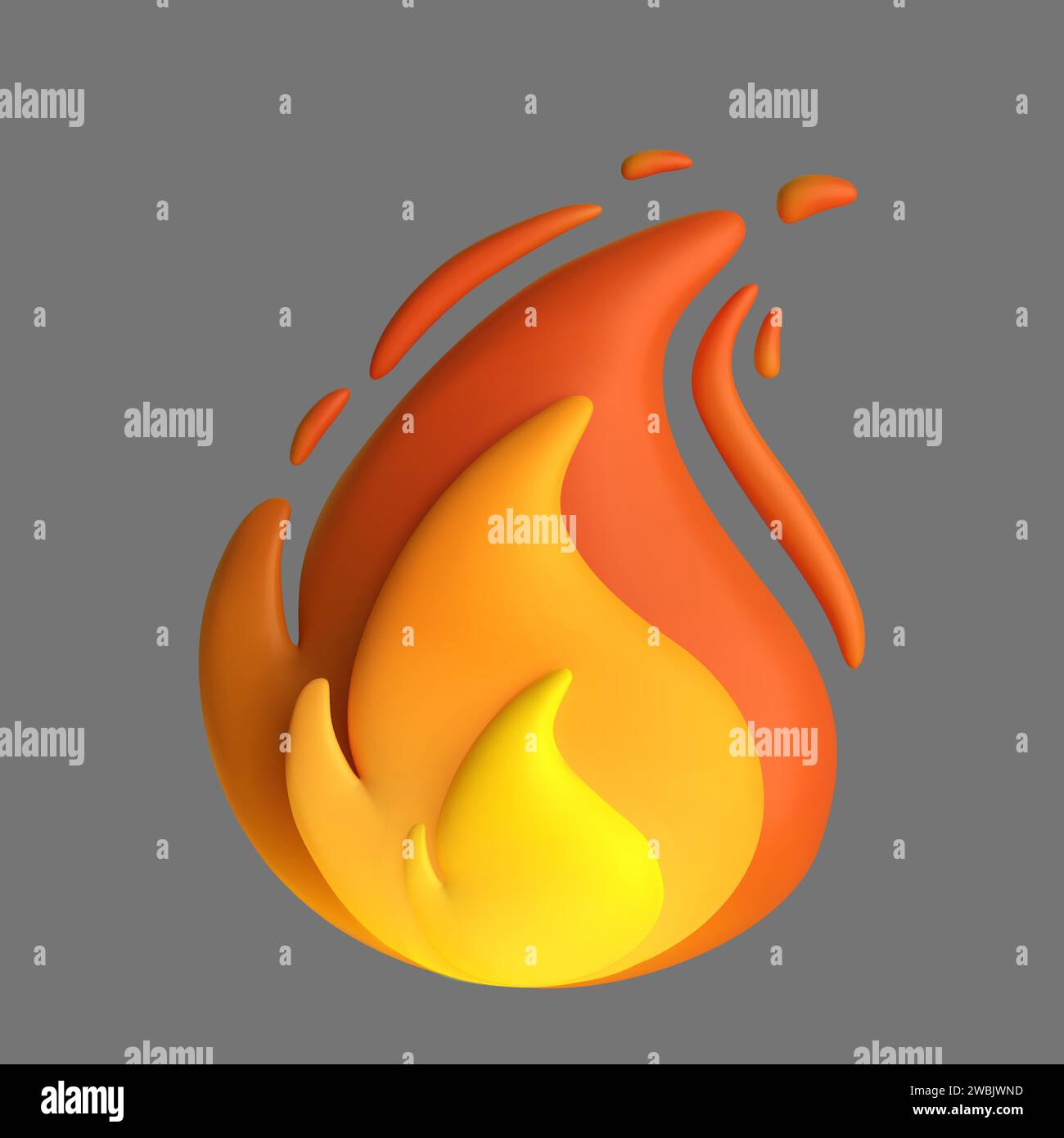 3d fire flame icon isolated on grei background. Vector illustration ...