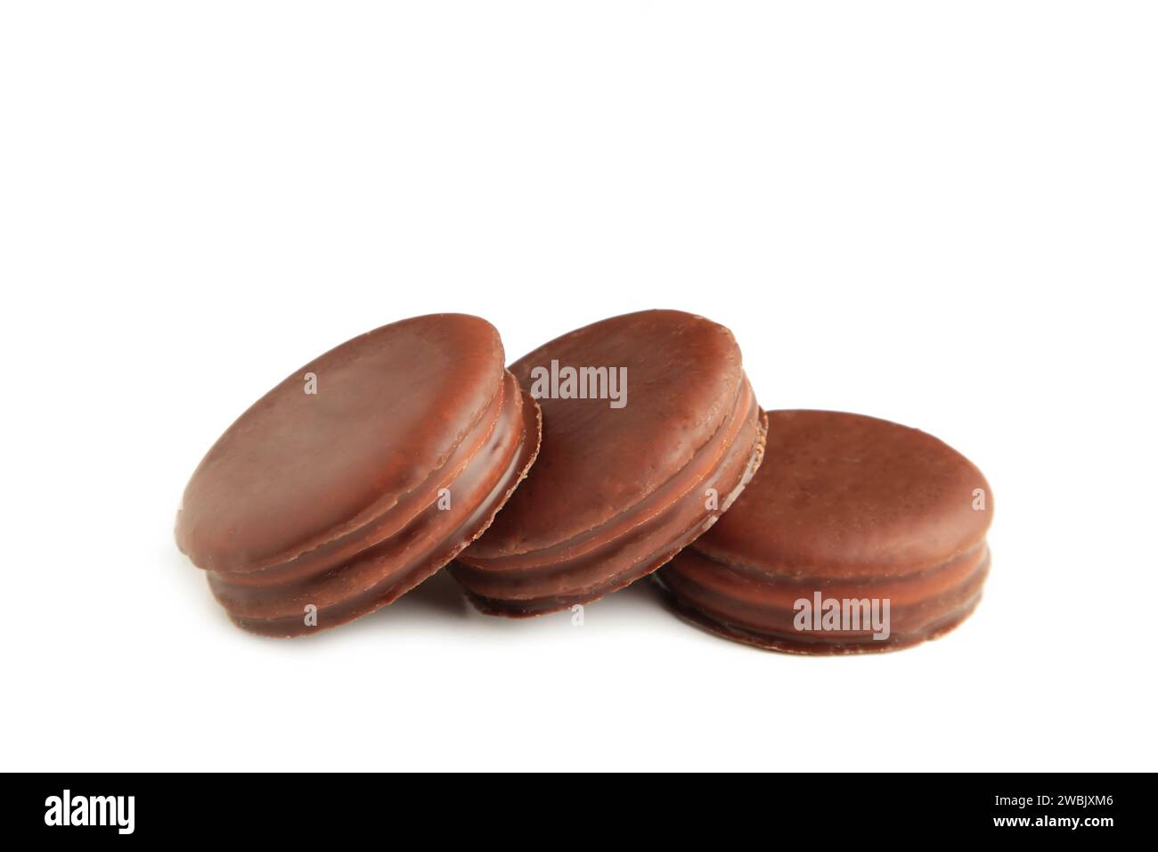 Choco pie chocolate coated snacks isolated on white. Top view Stock ...