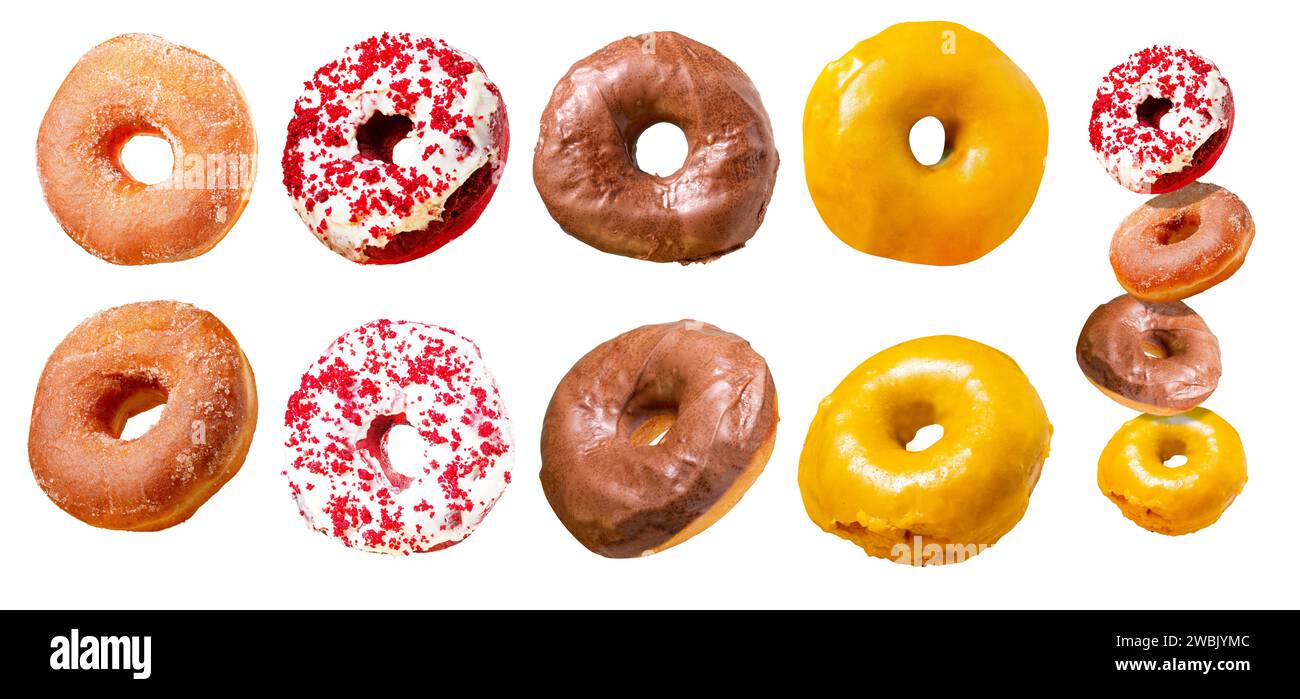 Set of donut photos. Photos isolated on white background Stock Photo ...