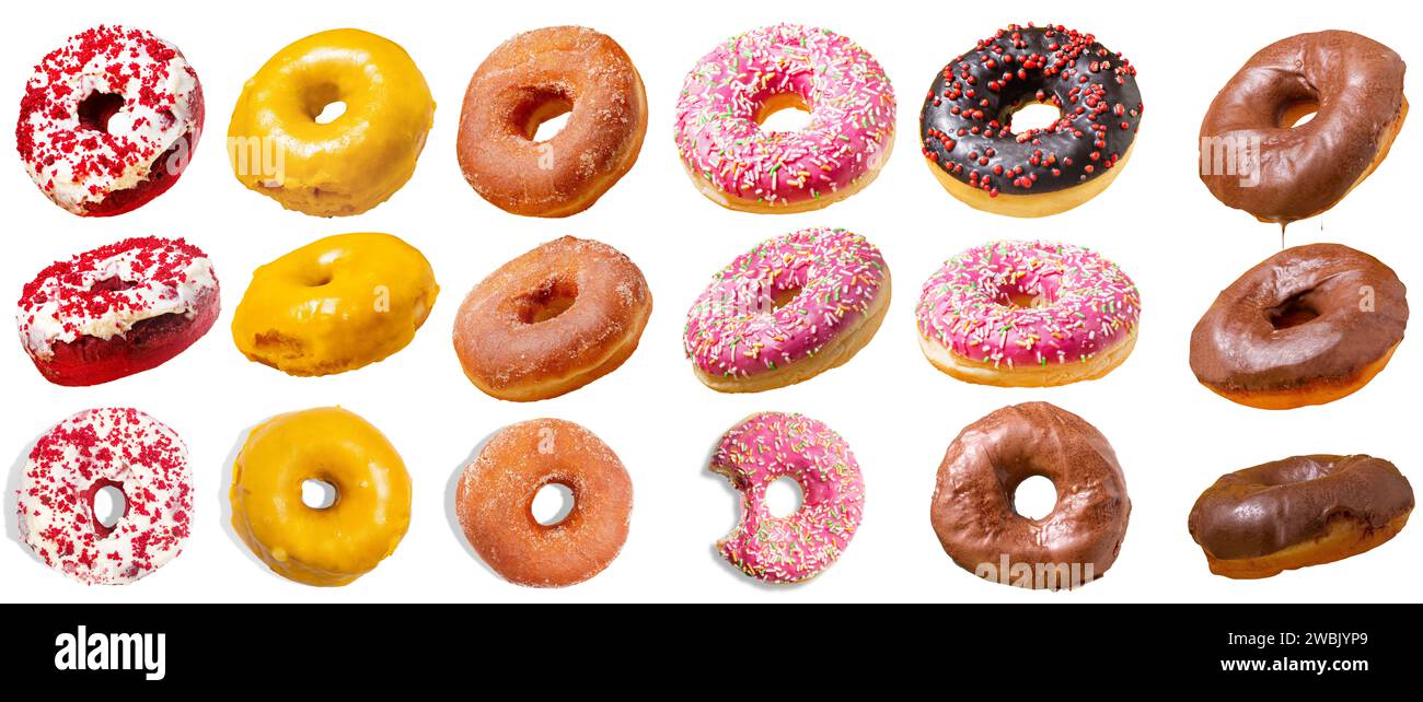 Set of donut photos. Photos isolated on white background Stock Photo ...