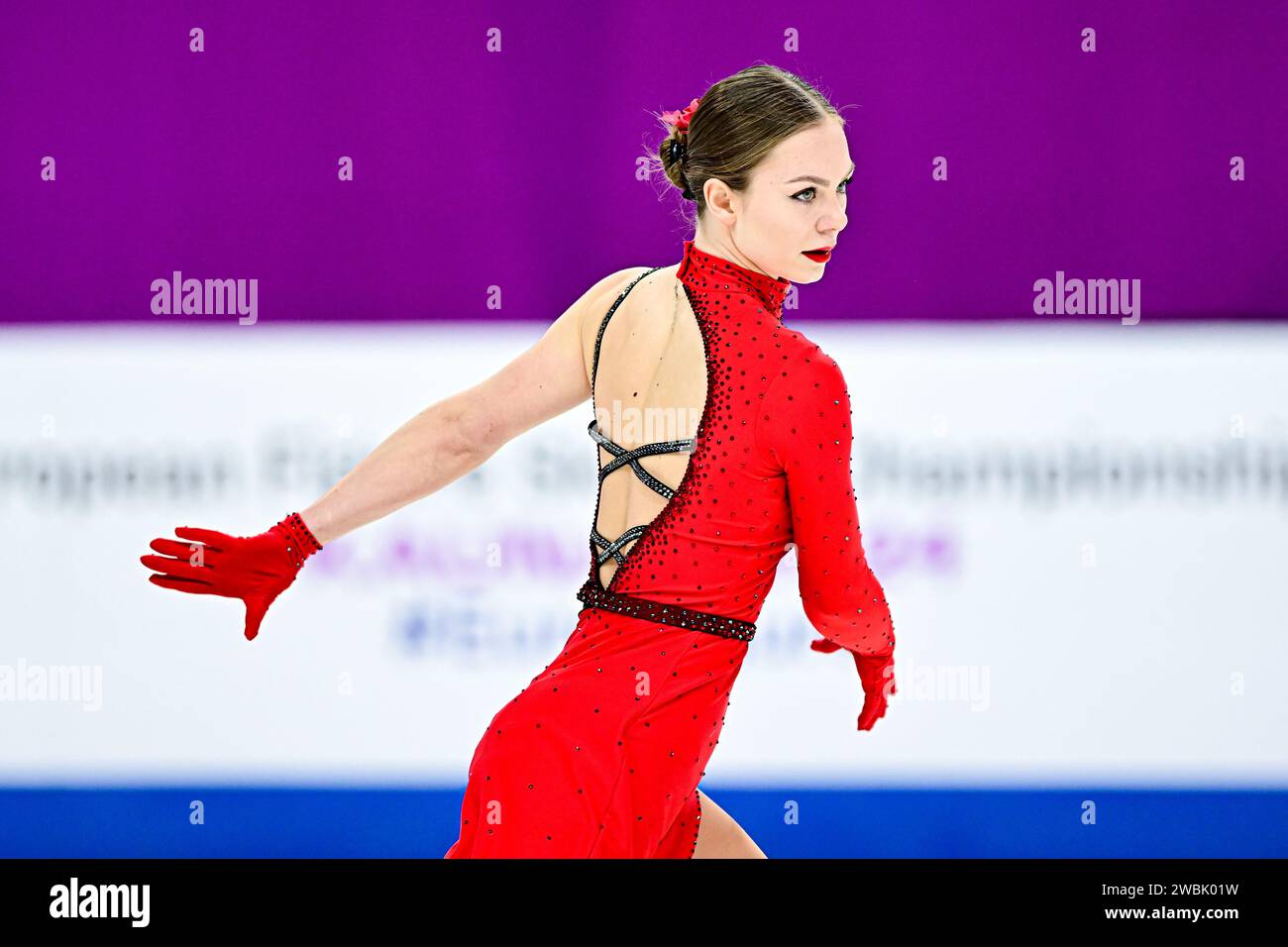 Laura SZCZESNA (POL), during Women Short Program, at the ISU European Figure Skating ...