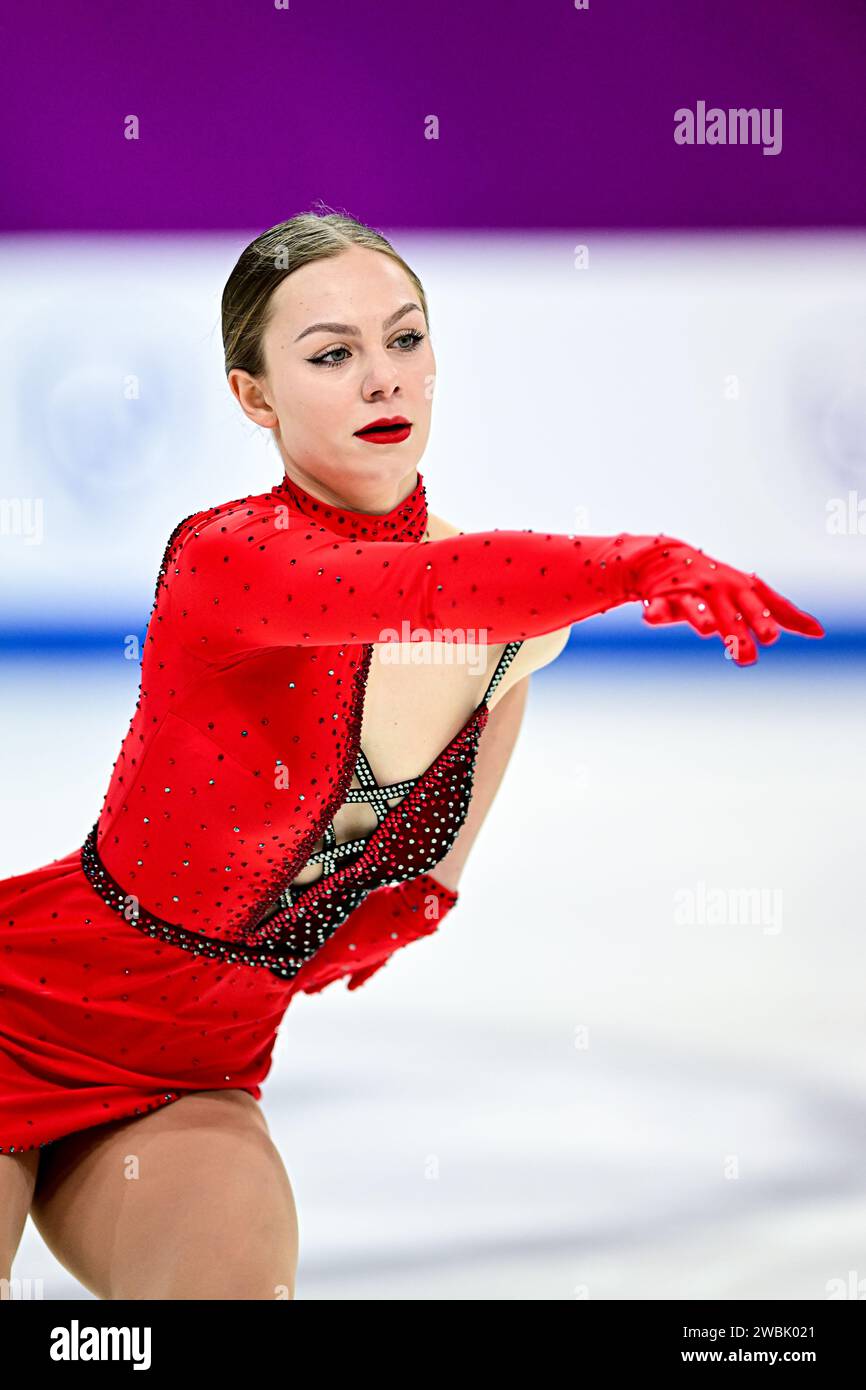 Laura SZCZESNA (POL), during Women Short Program, at the ISU European Figure Skating ...