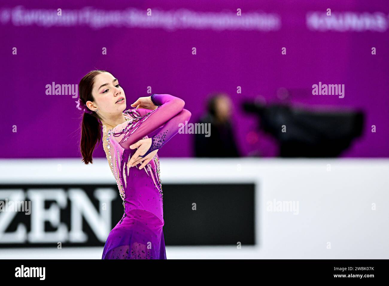 Regina SCHERMANN (HUN), during Women Short Program, at the ISU European ...