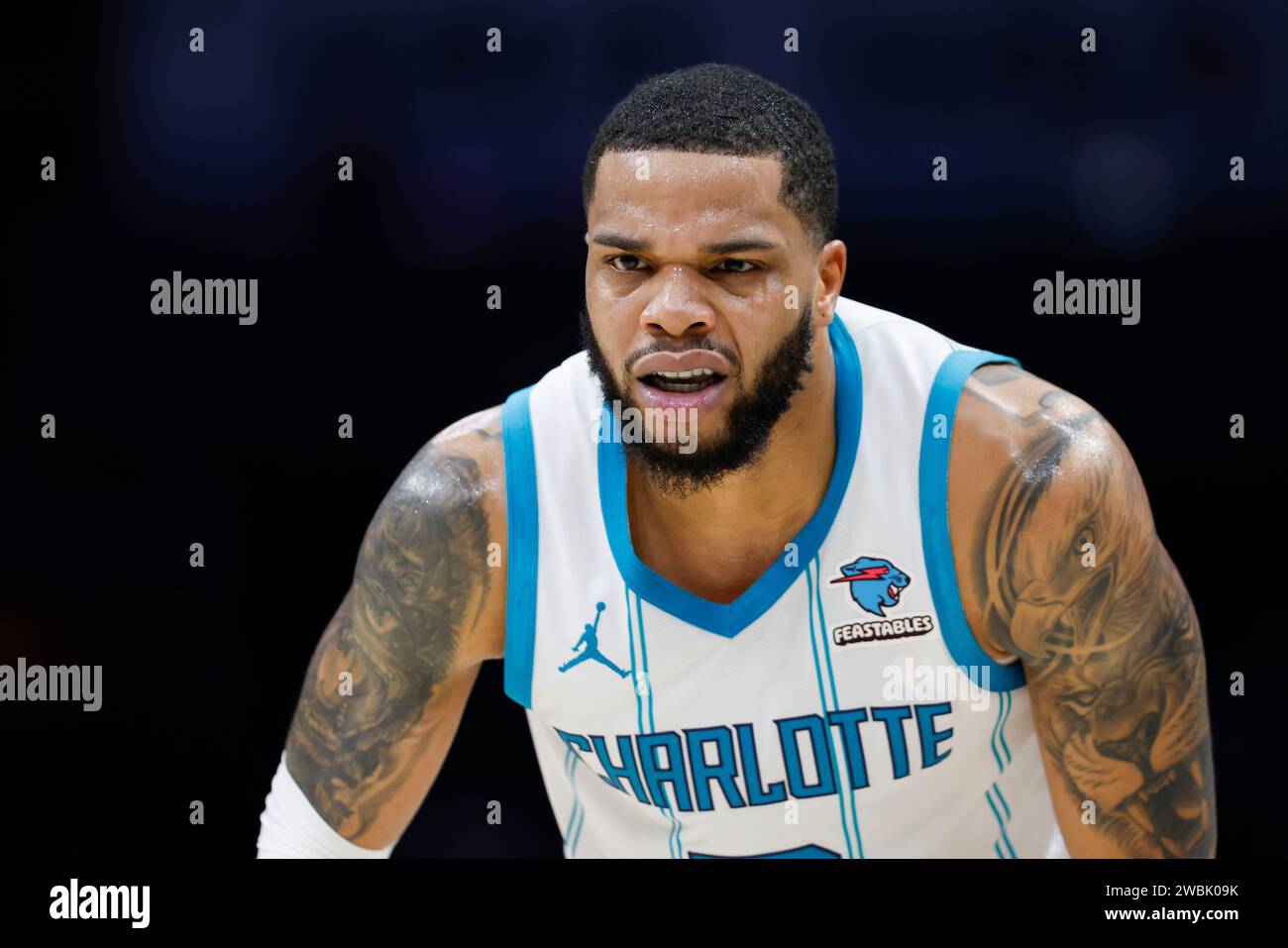 Charlotte Hornets forward Miles Bridges stands on the court during the ...