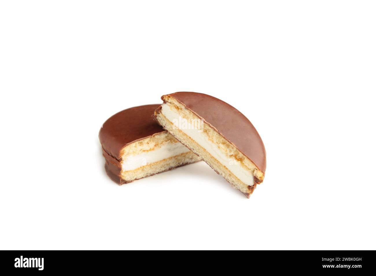 Choco pie chocolate coated snacks isolated on white. Top view Stock ...