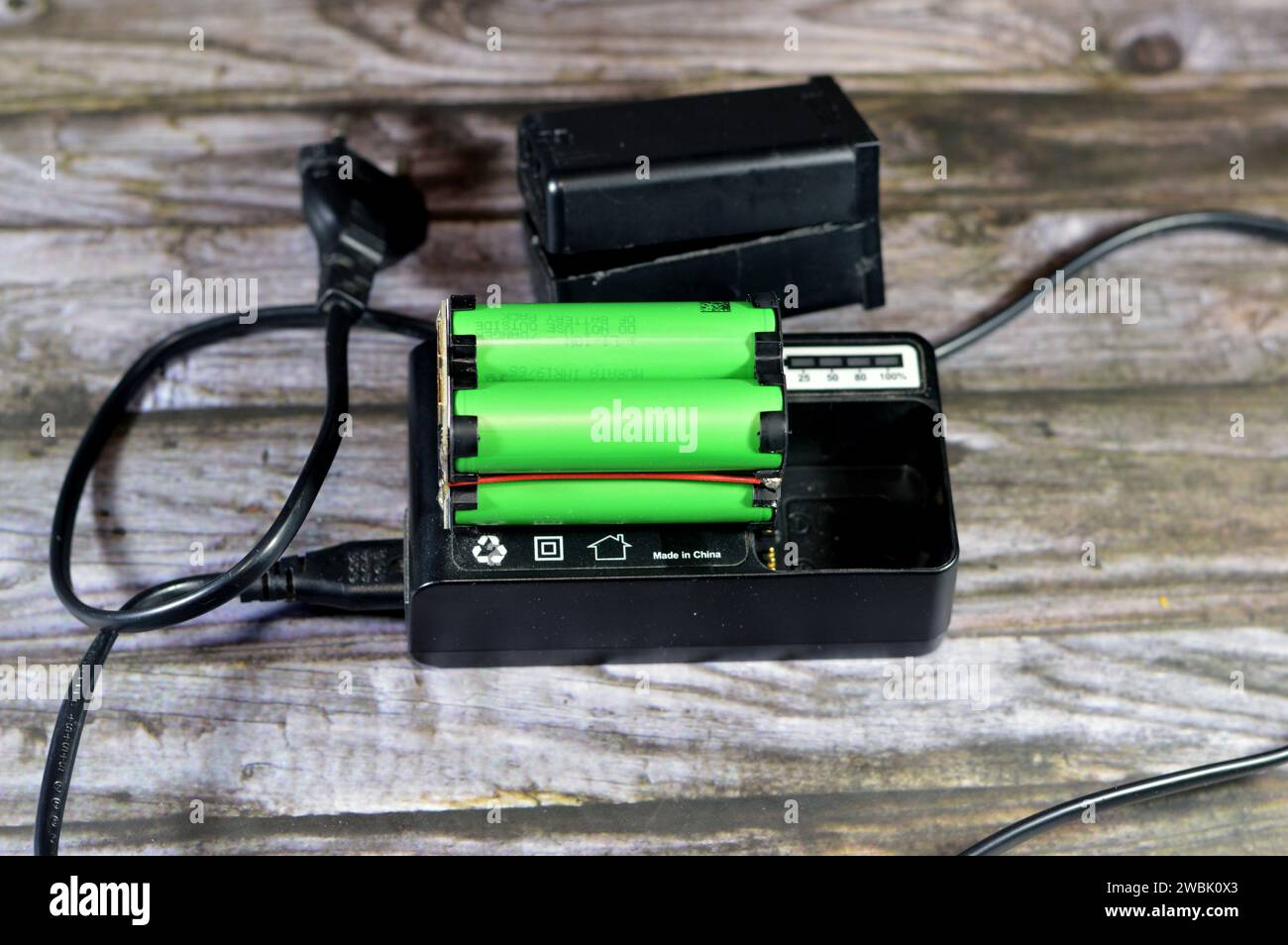 Cairo, Egypt, January 9 2024: 18650 battery pack cells, cylindrical ...