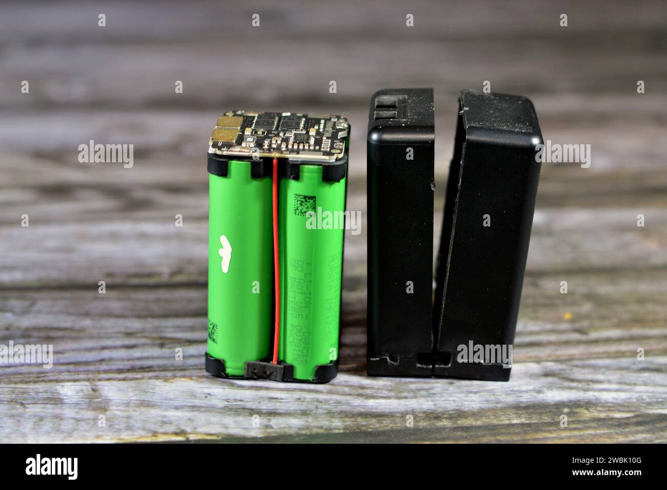 Cairo, Egypt, January 9 2024: 18650 battery pack cells, cylindrical ...