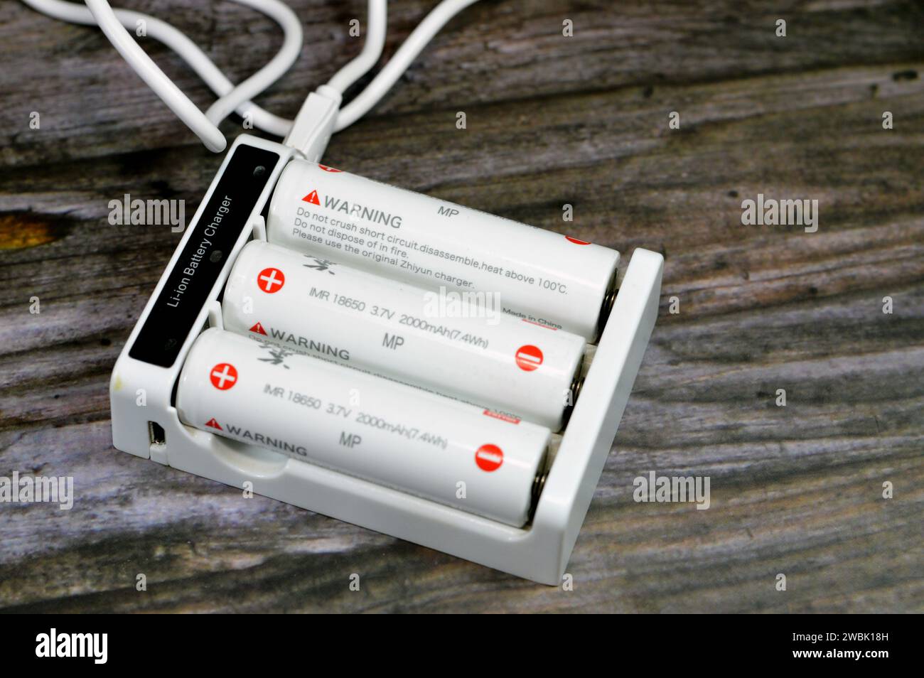 Cairo, Egypt, January 10 2024: 18650 battery cells, cylindrical lithium ...