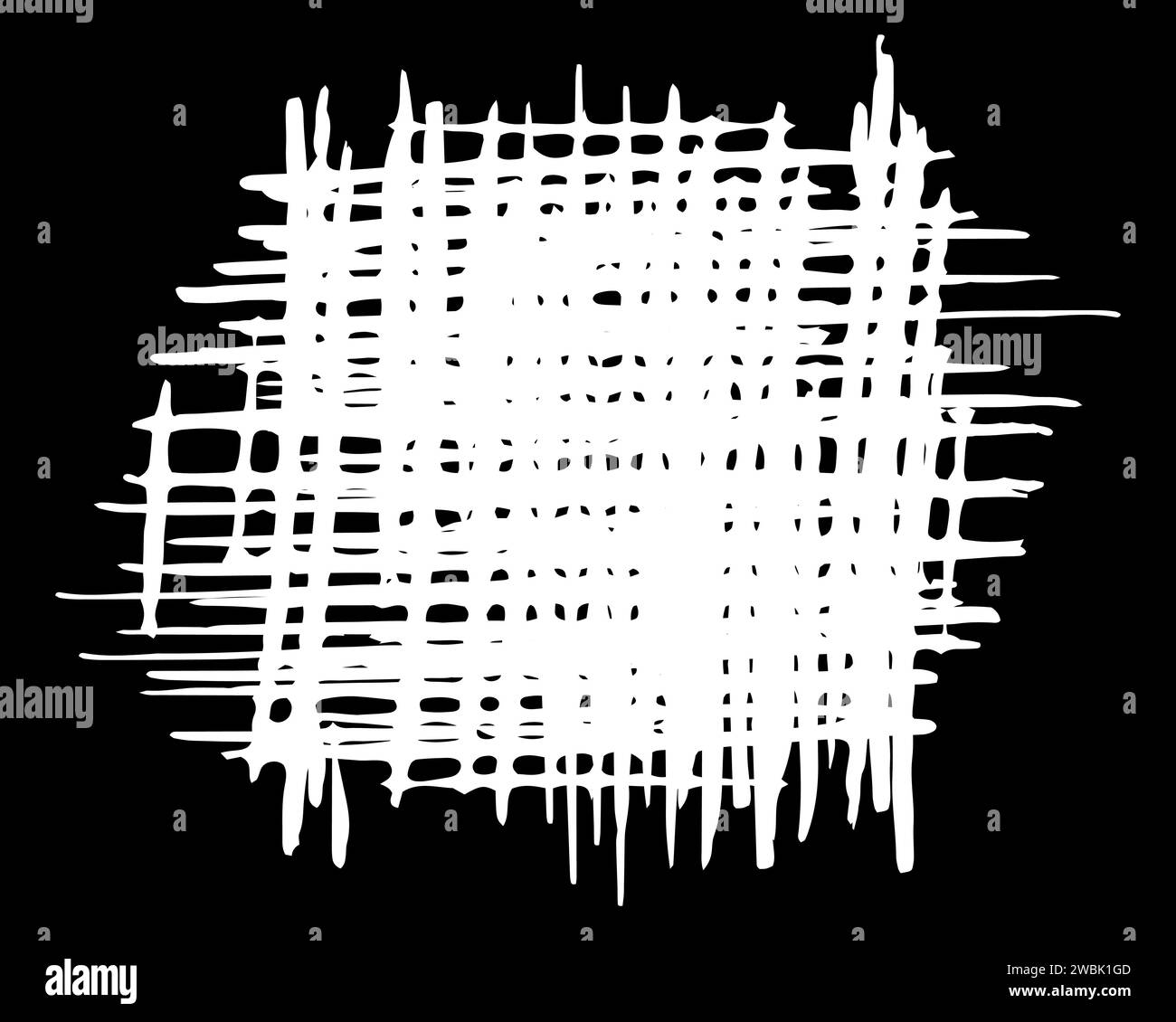 Hatching texture hand painted with white brush stroke, on black ...