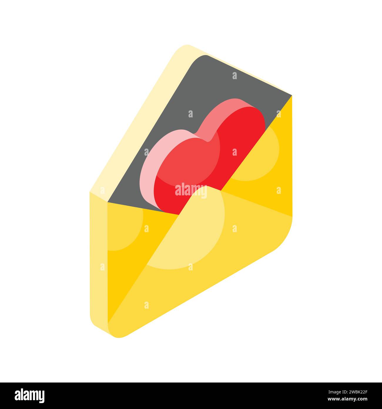 Heart symbol inside letter envelope concept isometric icon of love ...