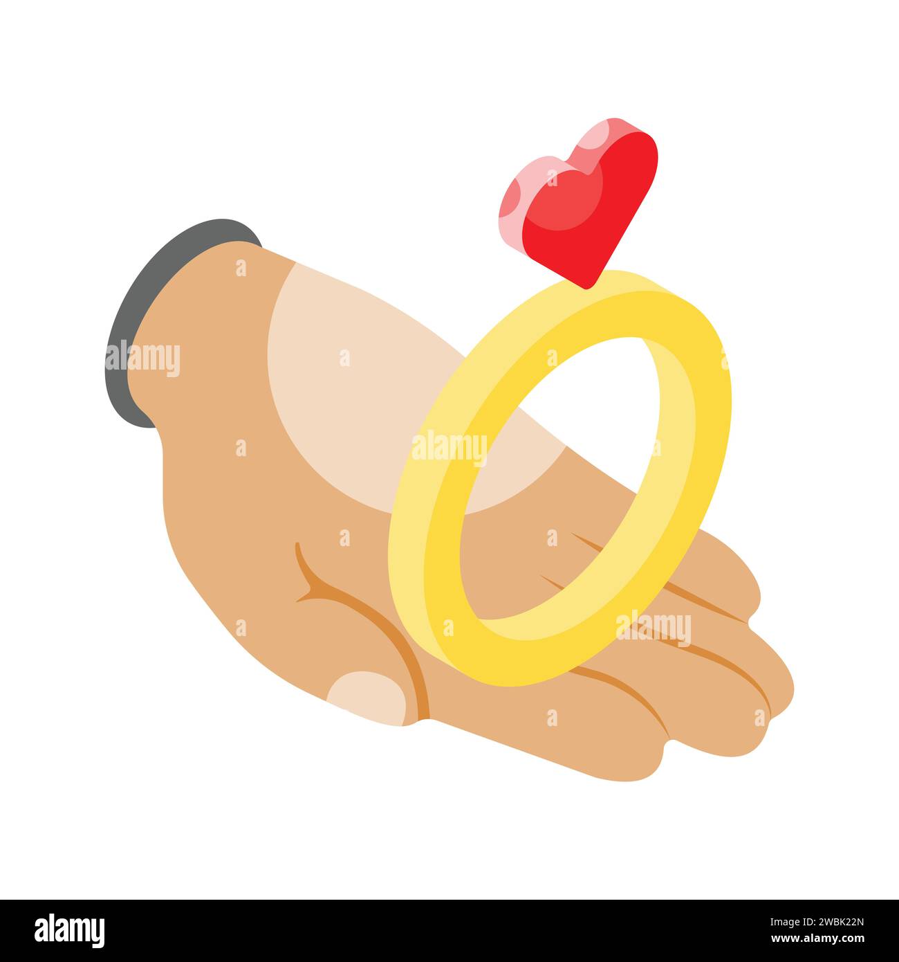 Heart ring on hand showing concept icon of wedding proposal in trendy ... Heart ring on hand showing concept icon of wedding proposal in trendy ...