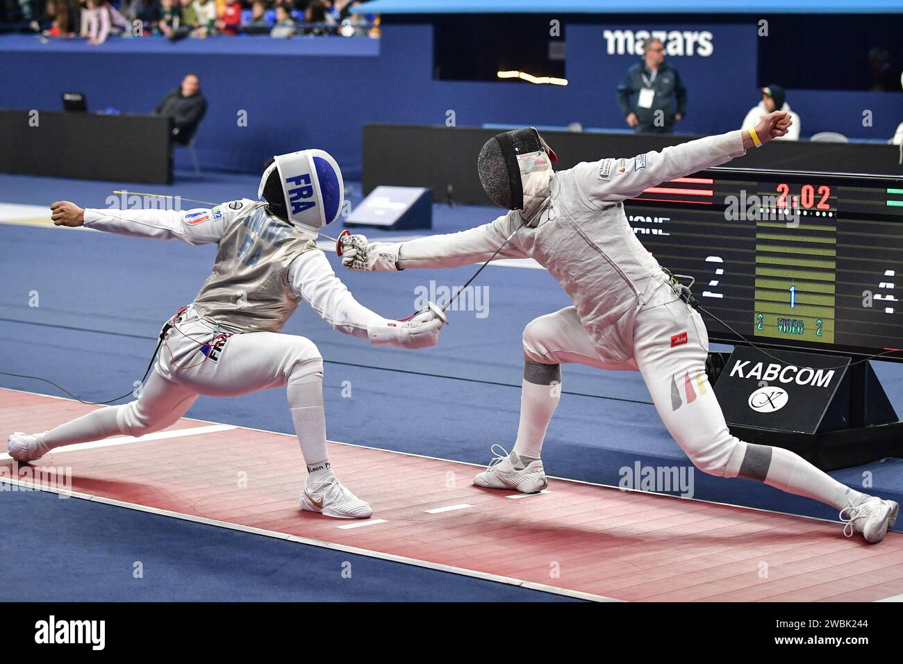 Paris, France. 11th Jan, 2024. France's foilist ANAS ANANE (L) competes ...