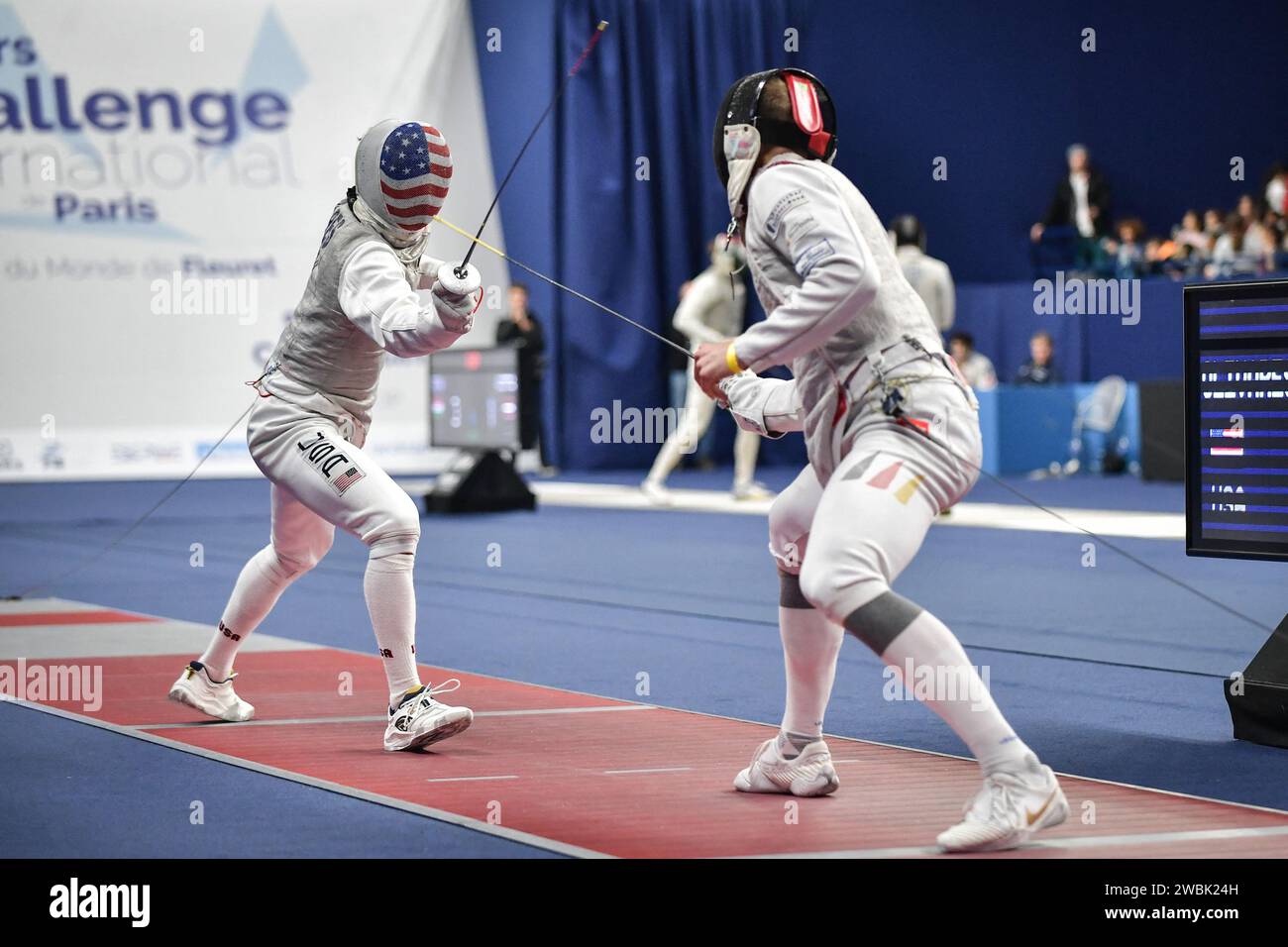 Paris, France. 11th Jan, 2024. USA foilist MARCELLO OLIVARES (L ...