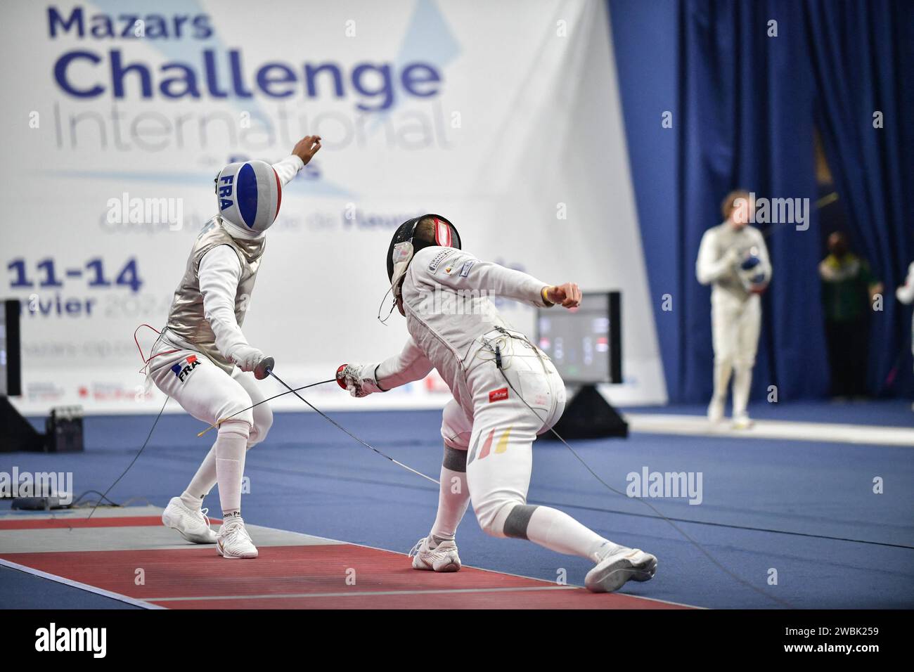 Paris, France. 11th Jan, 2024. France's foilist ANAS ANANE (L) competes ...