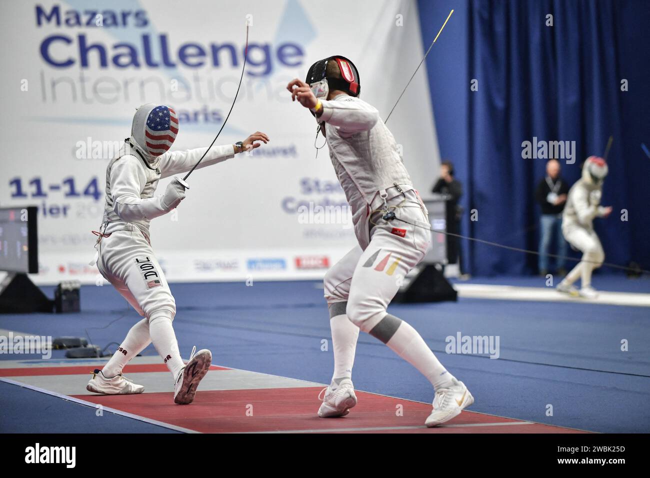 Paris, France. 11th Jan, 2024. USA foilist MARCELLO OLIVARES (L ...