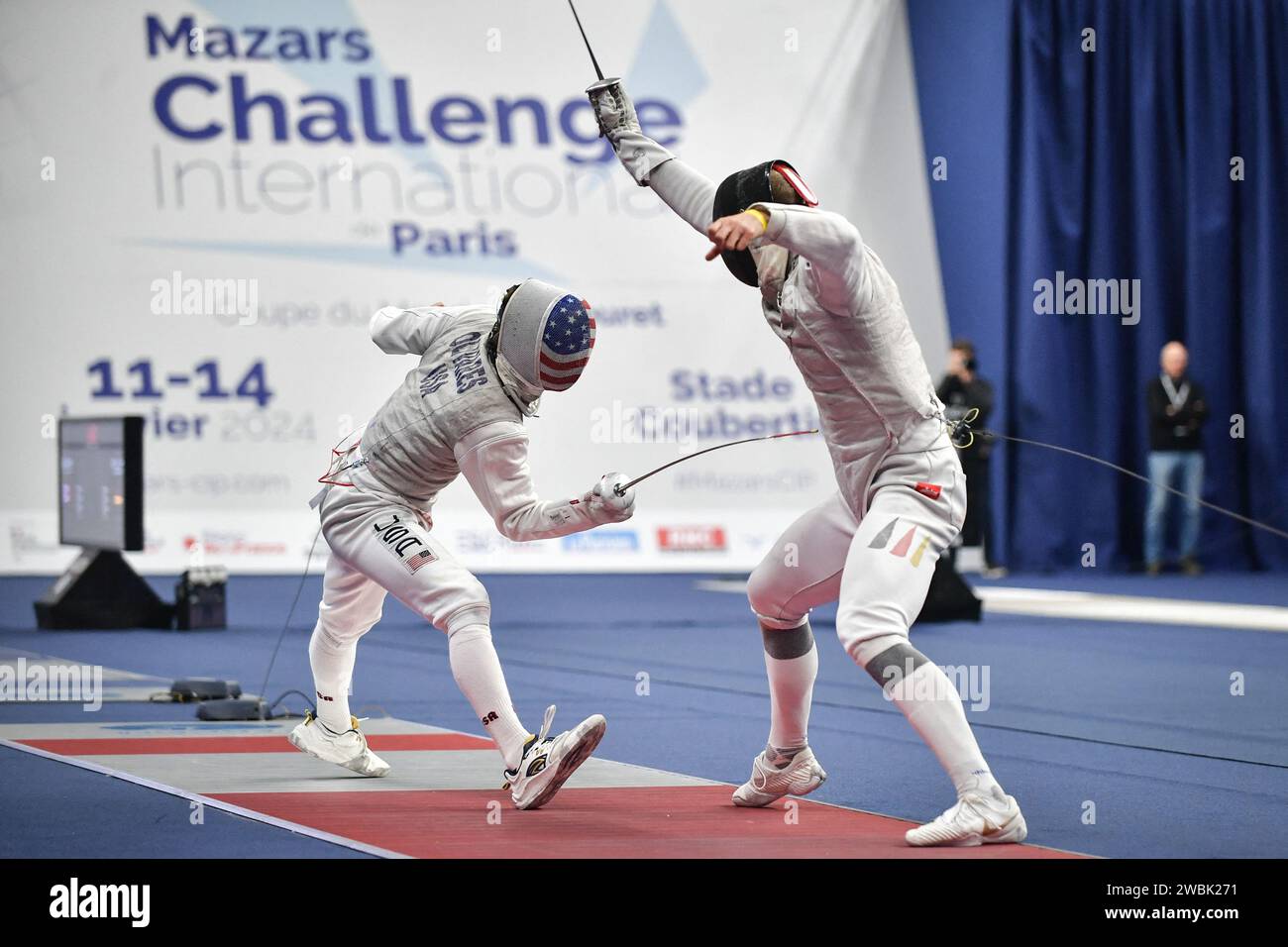 Paris, France. 11th Jan, 2024. USA foilist MARCELLO OLIVARES (L ...