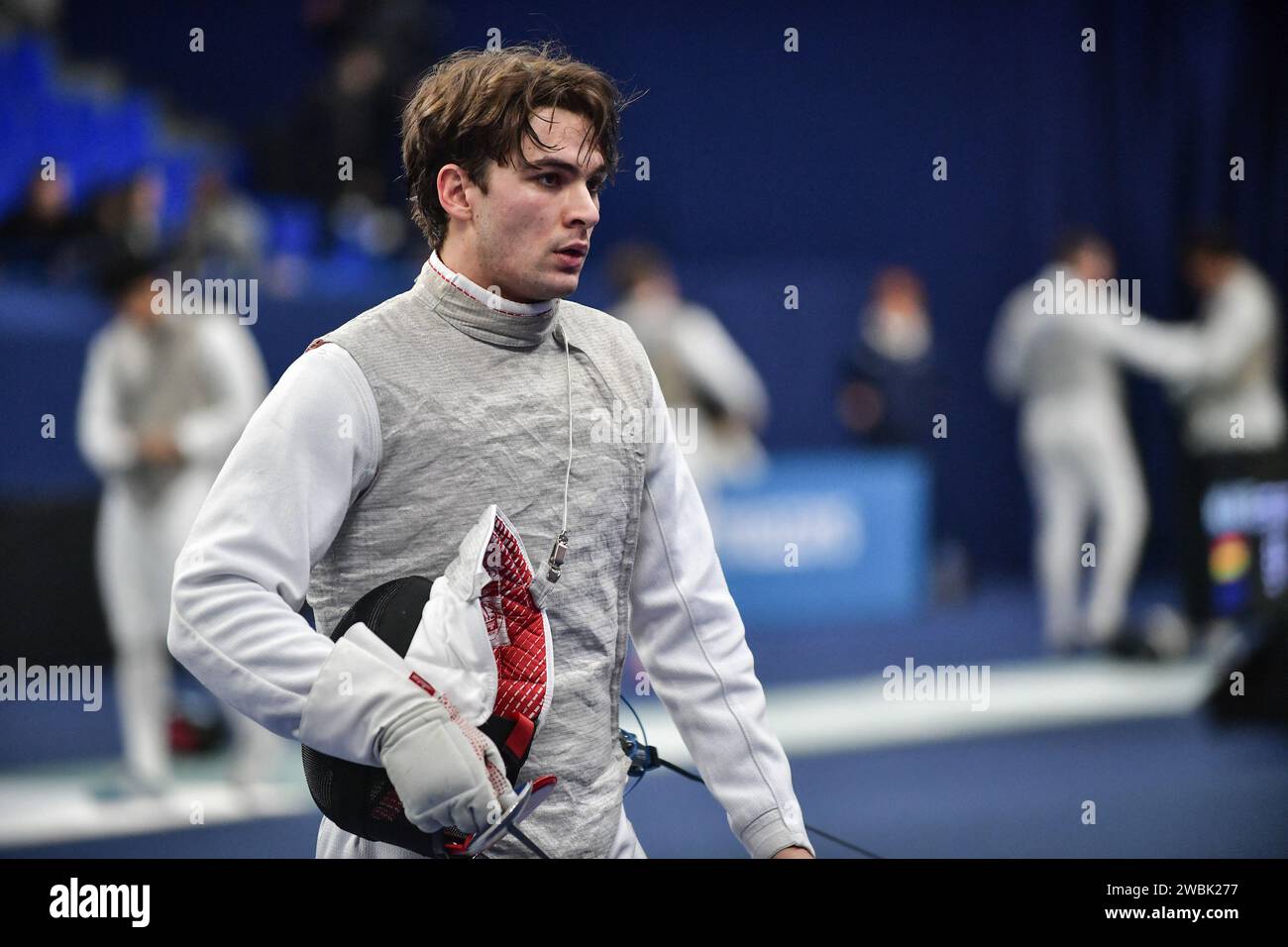 Paris, France. 11th Jan, 2024. France's foilist CONSTANT ROGER looks on ...