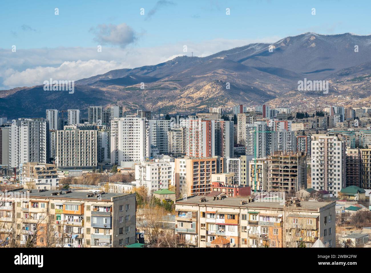 Residential area of Tbilisi, multi-storey buildings in Gldani Stock ...