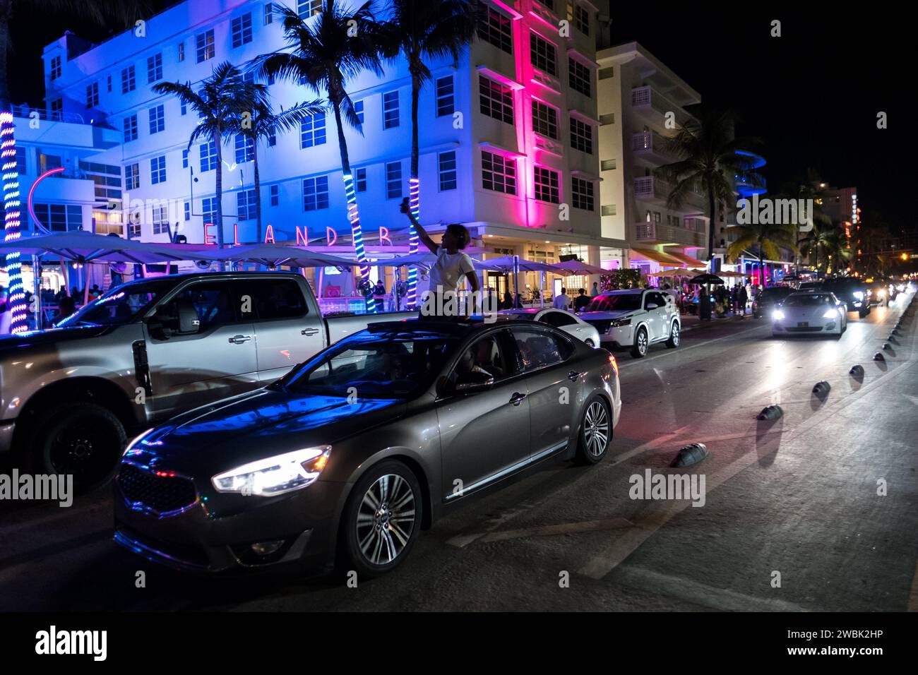 Miami, USA. 20th Oct, 2023. A Sunroof ride outside the Clevelander ...