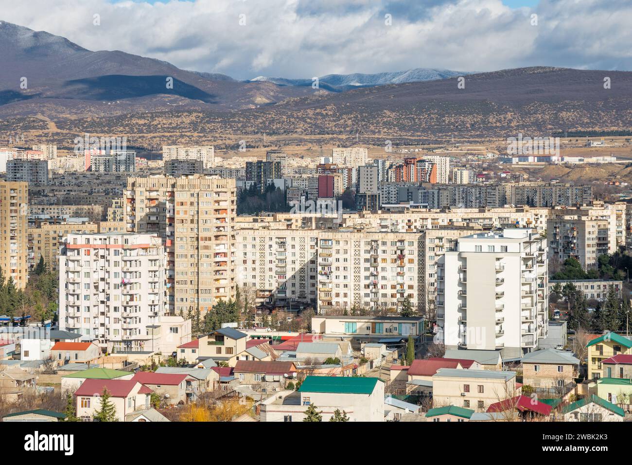 Residential area of Tbilisi, multi-storey buildings in Gldani Stock ...