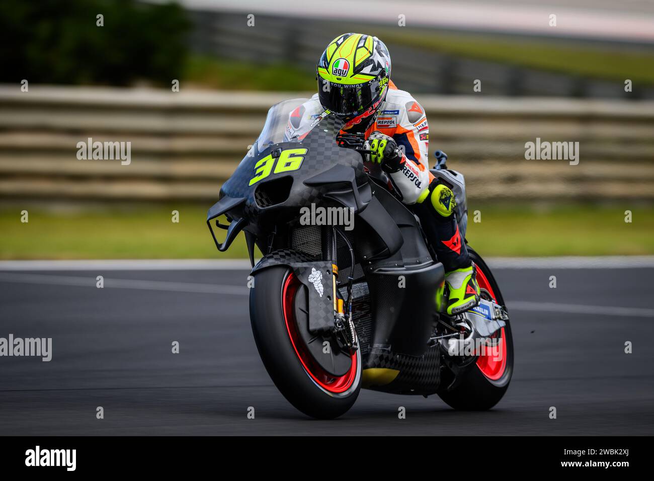 Spanish MotoGP rider Joan Mir training at Test 2024 on the HRC Repsol ...