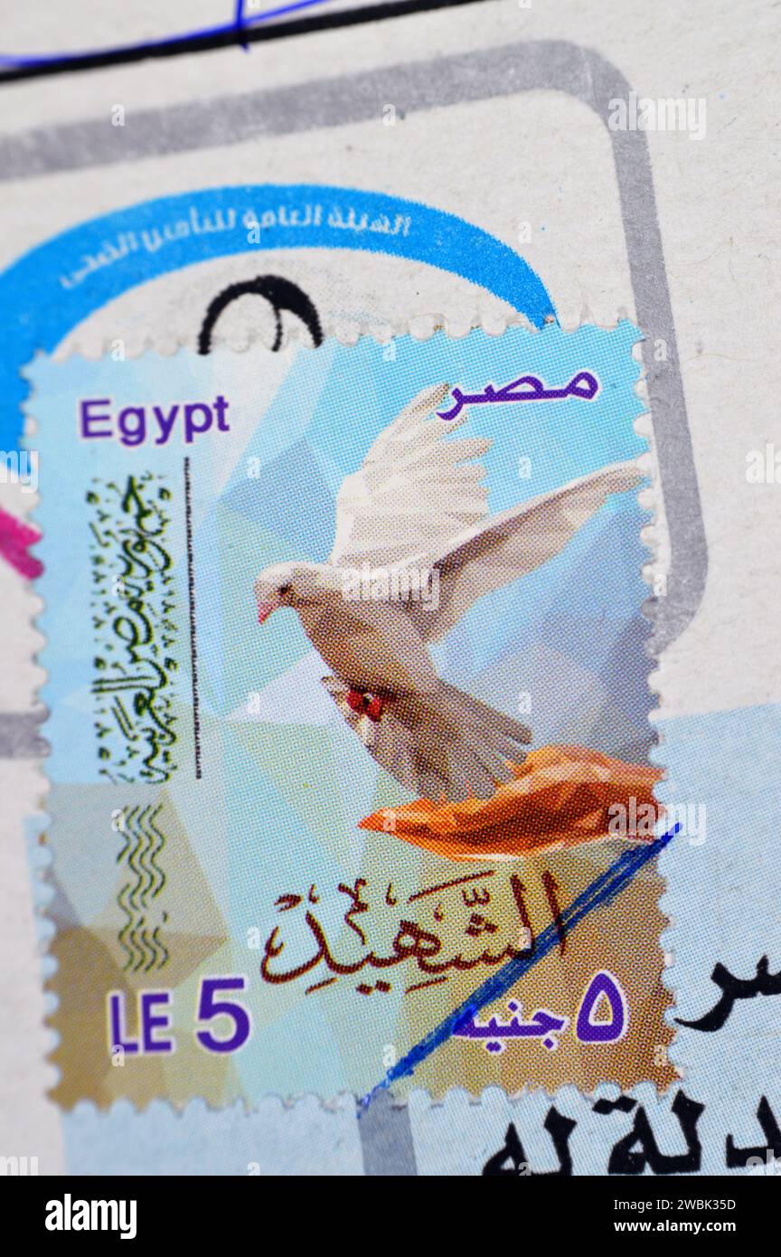 Cairo, Egypt, January 10 2024: The Martyr postage stamp, used martyr ...