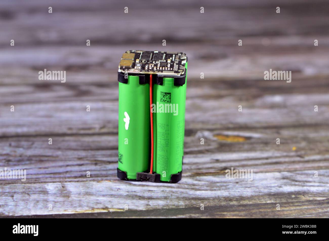 Cairo, Egypt, January 9 2024: 18650 battery pack cells, cylindrical ...