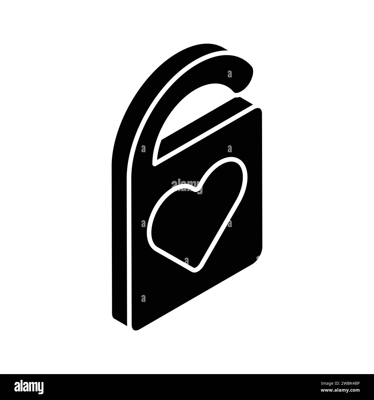 Icon of wedding hanger, heart symbol on door hanger, door hanging ...