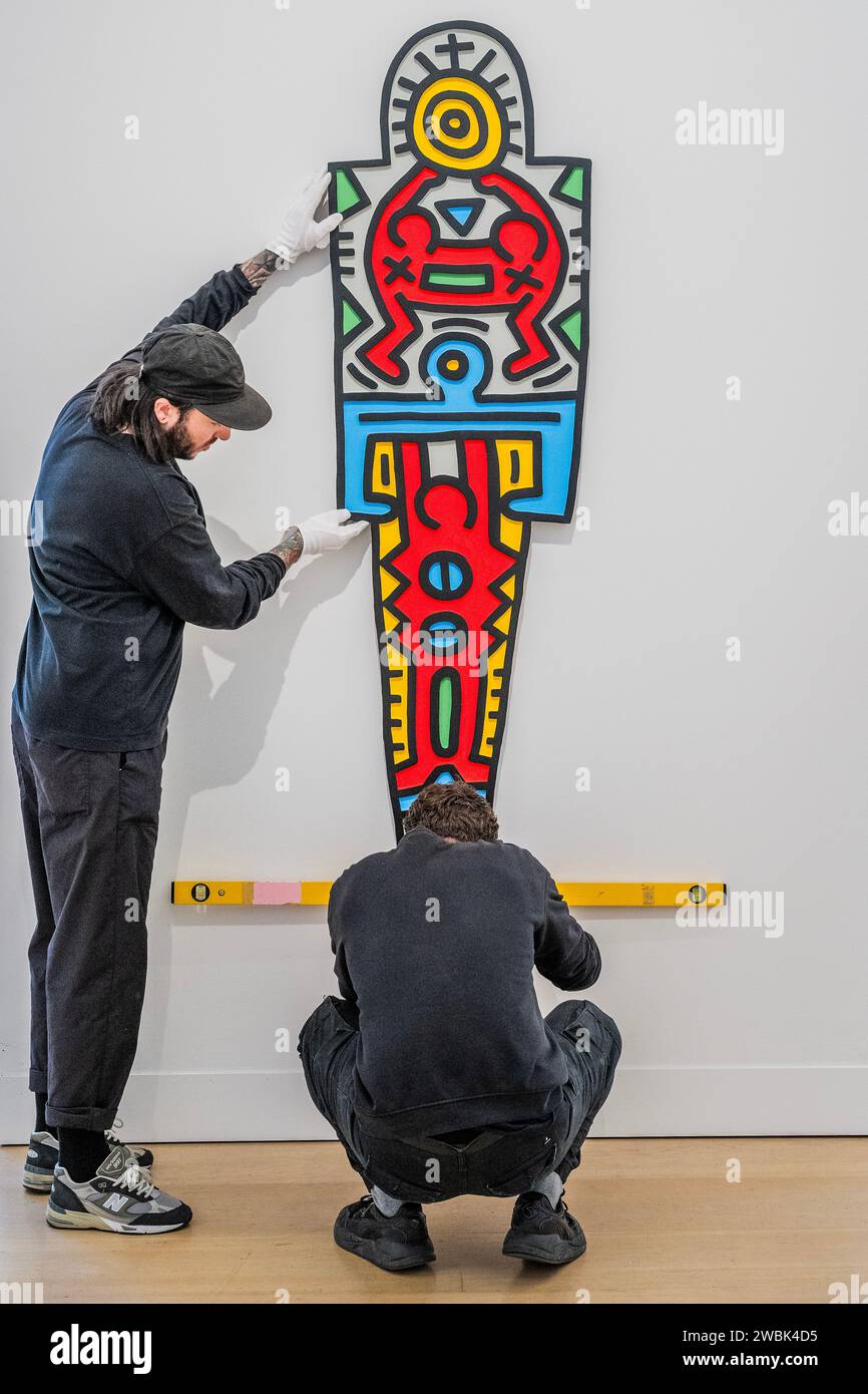London, UK. 11th Jan, 2024. Keith Haring, Totem (Wood), 1988, Estimate ... London, UK. 11th Jan, 2024. Keith Haring, Totem (Wood), 1988, Estimate ...