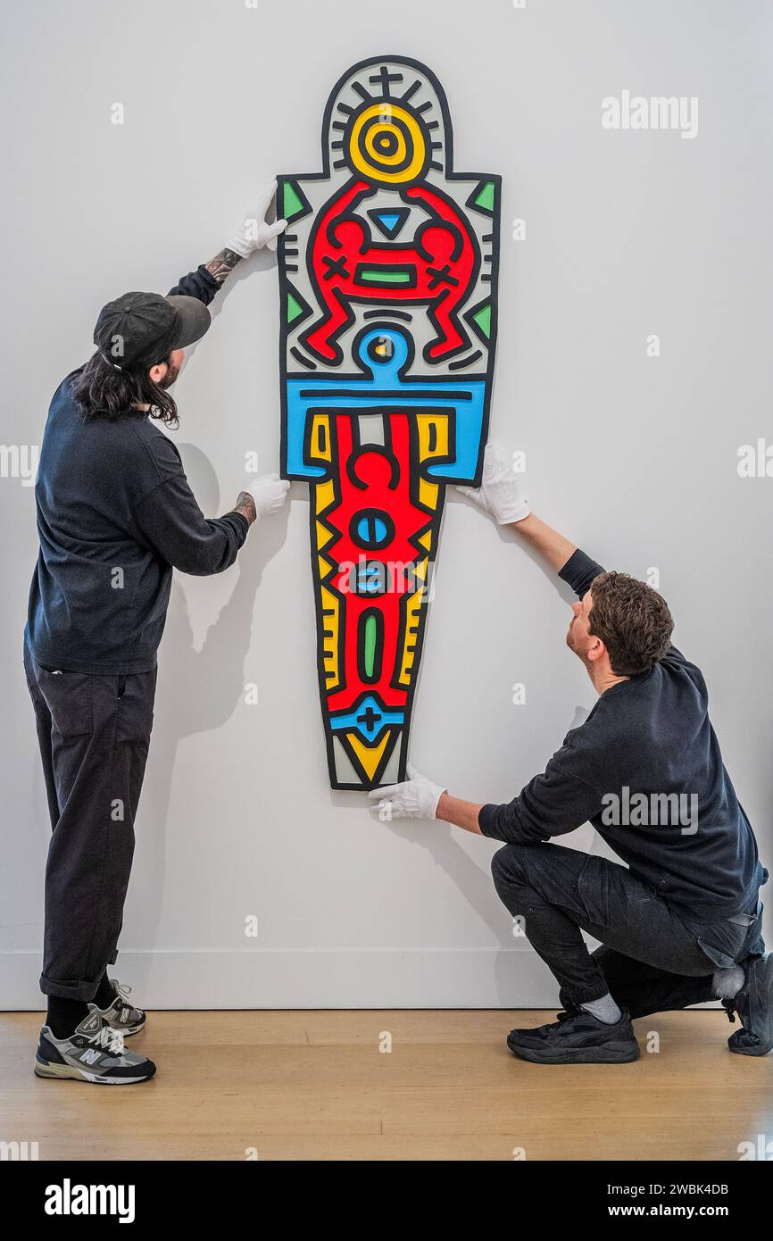 London, UK. 11th Jan, 2024. Keith Haring, Totem (Wood), 1988, Estimate ... London, UK. 11th Jan, 2024. Keith Haring, Totem (Wood), 1988, Estimate ...